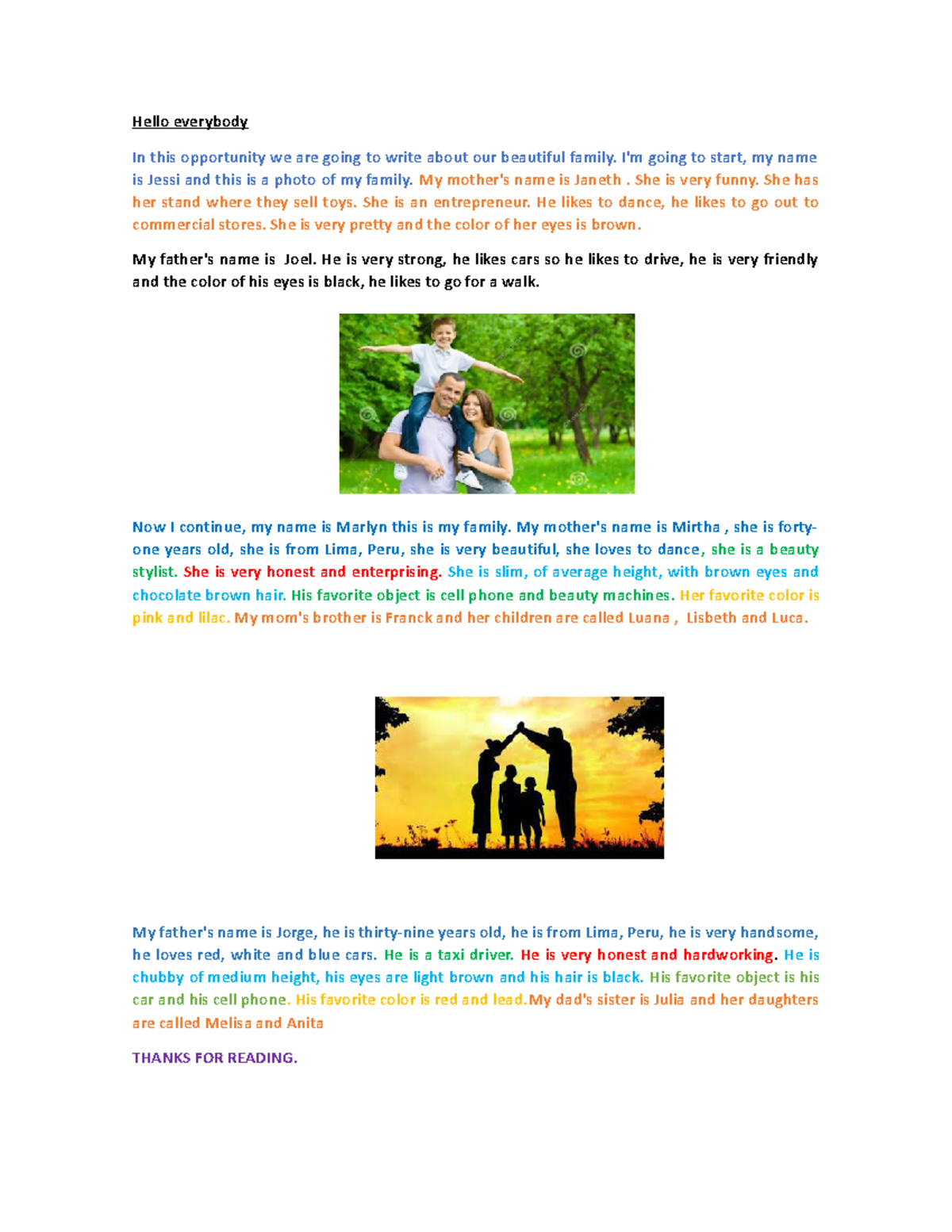 S07myfamily - ingles tema familia - Hello everybody In this opportunity ...