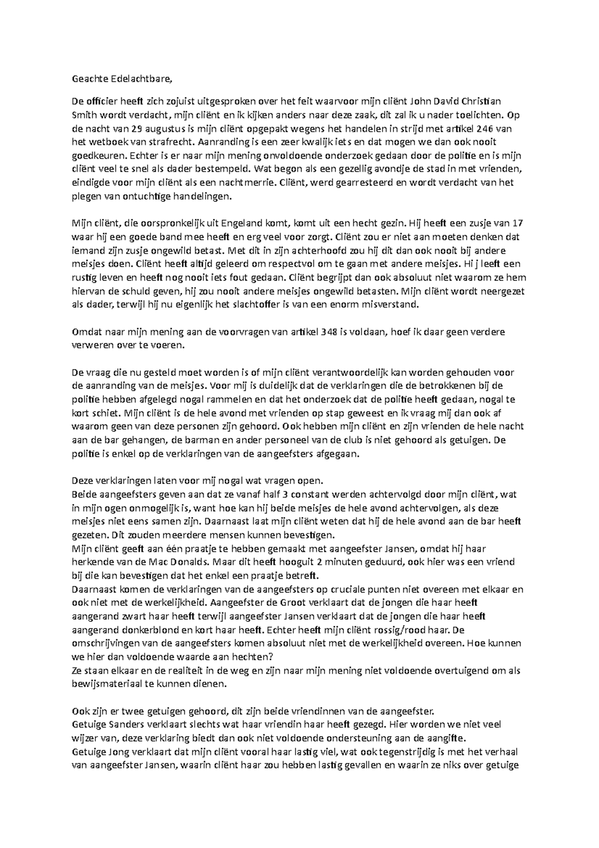 Pleidooi rota - pleidoor rota, advocaat - Geachte Edelachtbare, De ...