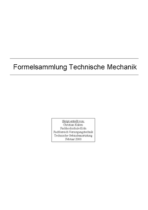 Formeln-tm3 - Formelsammlung für Technische Mechanik 3 teil 2 - Prof. Dr. Wolfgang Jitschin ...