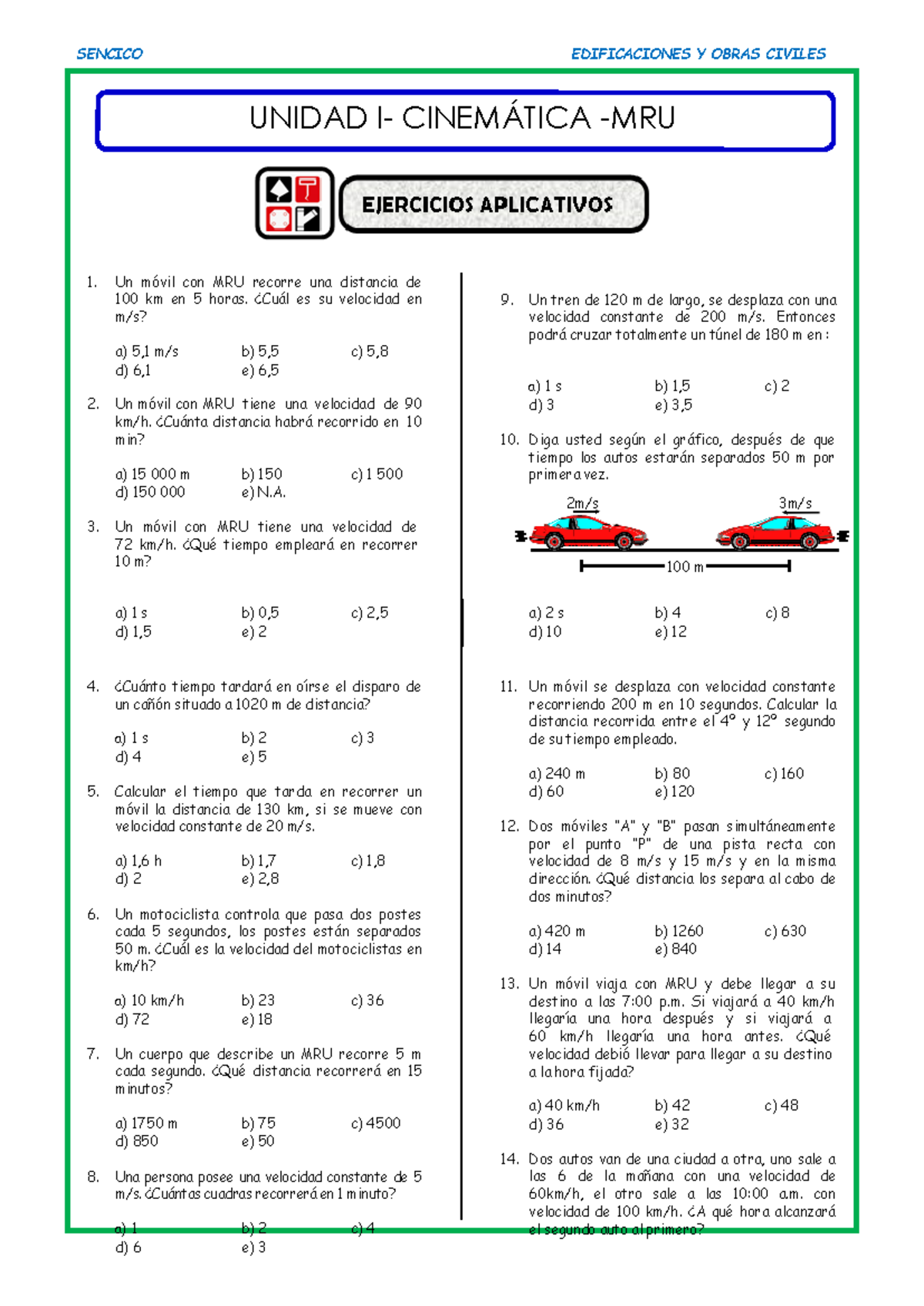 Ejercicios DE MRU - fisica - SENCICO EDIFICACIONES Y OBRAS CIVILES ...