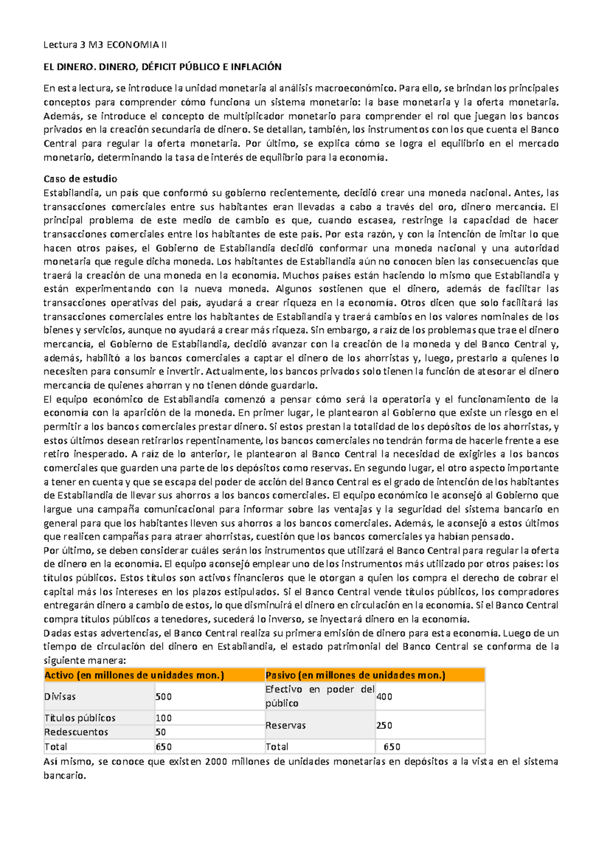 Lectura 3 M3 Economia II - Economía II - Siglo 21 - Studocu