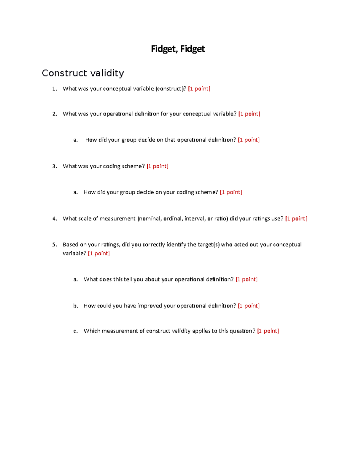 Fidget Fidget worksheet - SPT 760 - PennWest California - Studocu