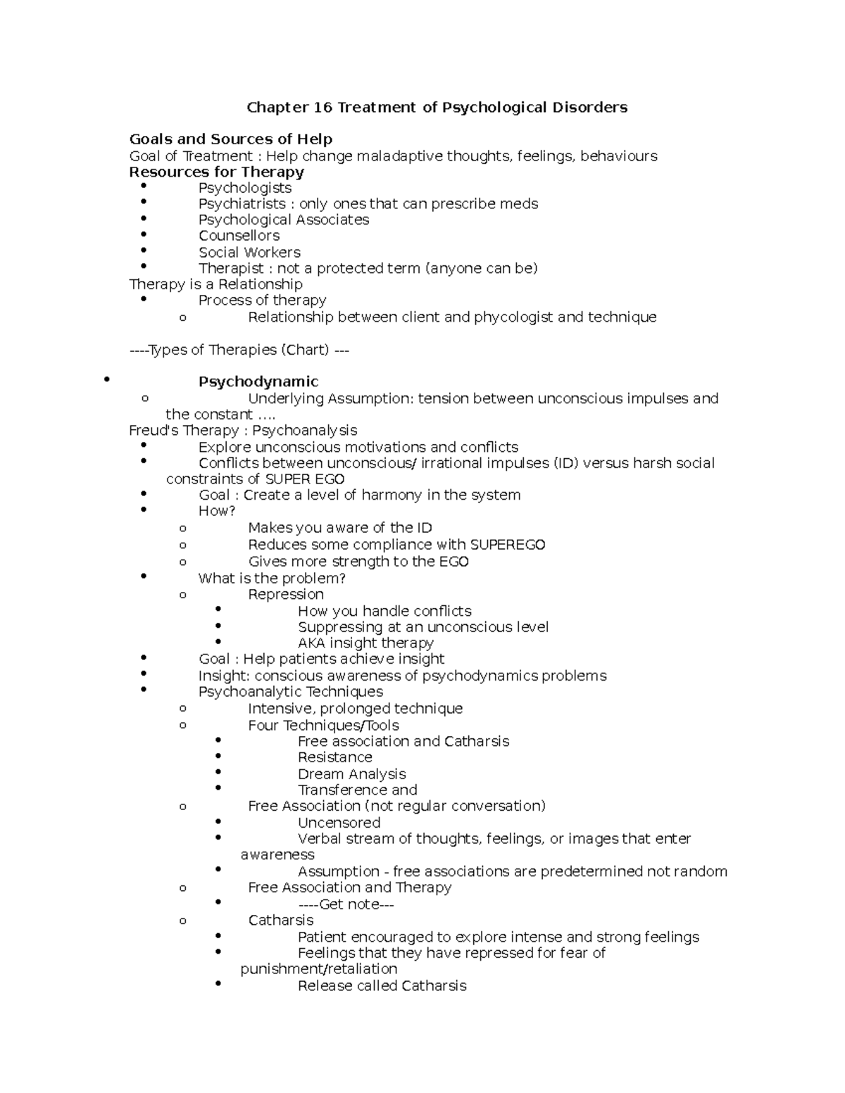 Chapter 16 Treatment of Psychological Disorders - Chapter 16 Treatment ...
