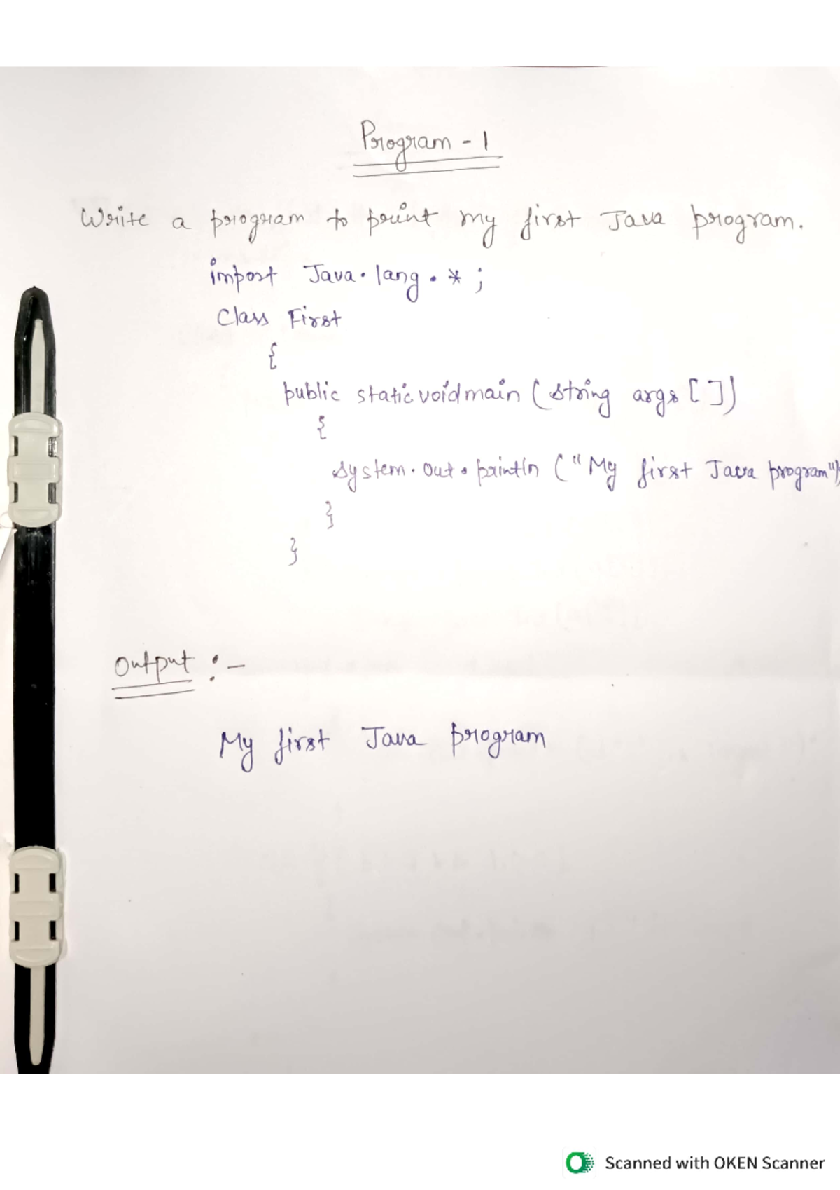 WT File-1 - Program I Write a program to print my first Java program ...