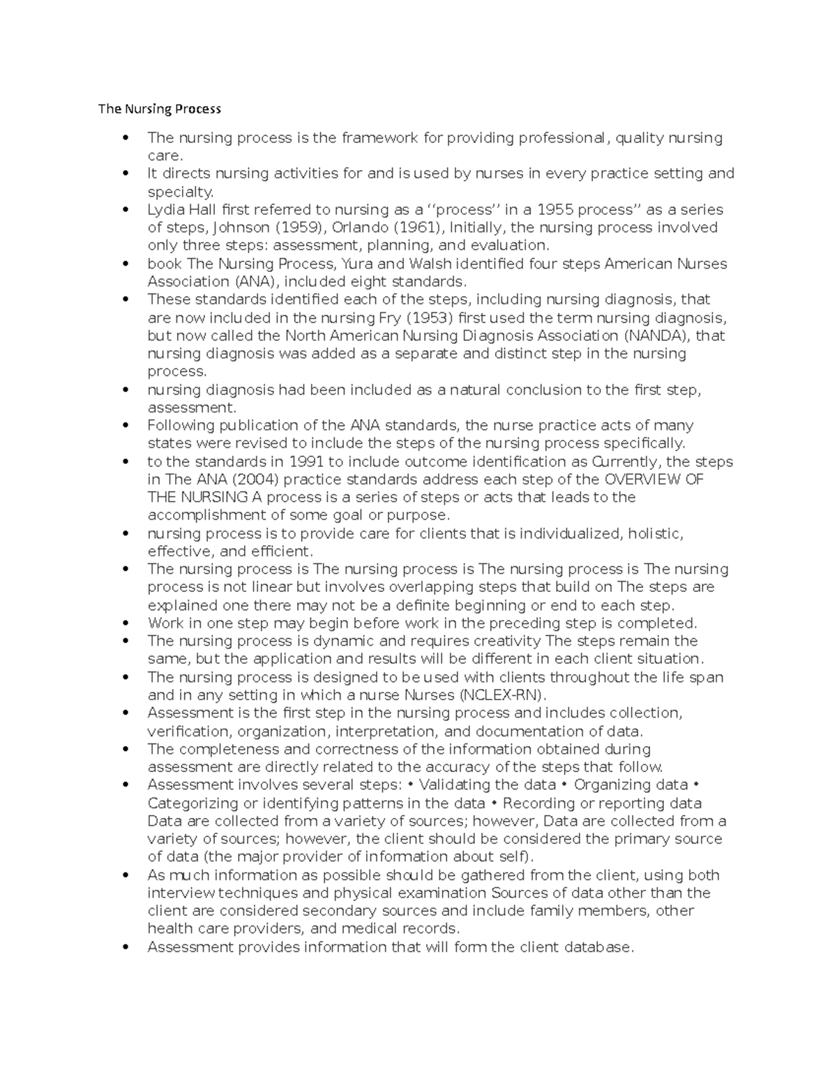 The Nursing Process - In Person - Melbourne Campus - Nurc 1021 - EFSC ...