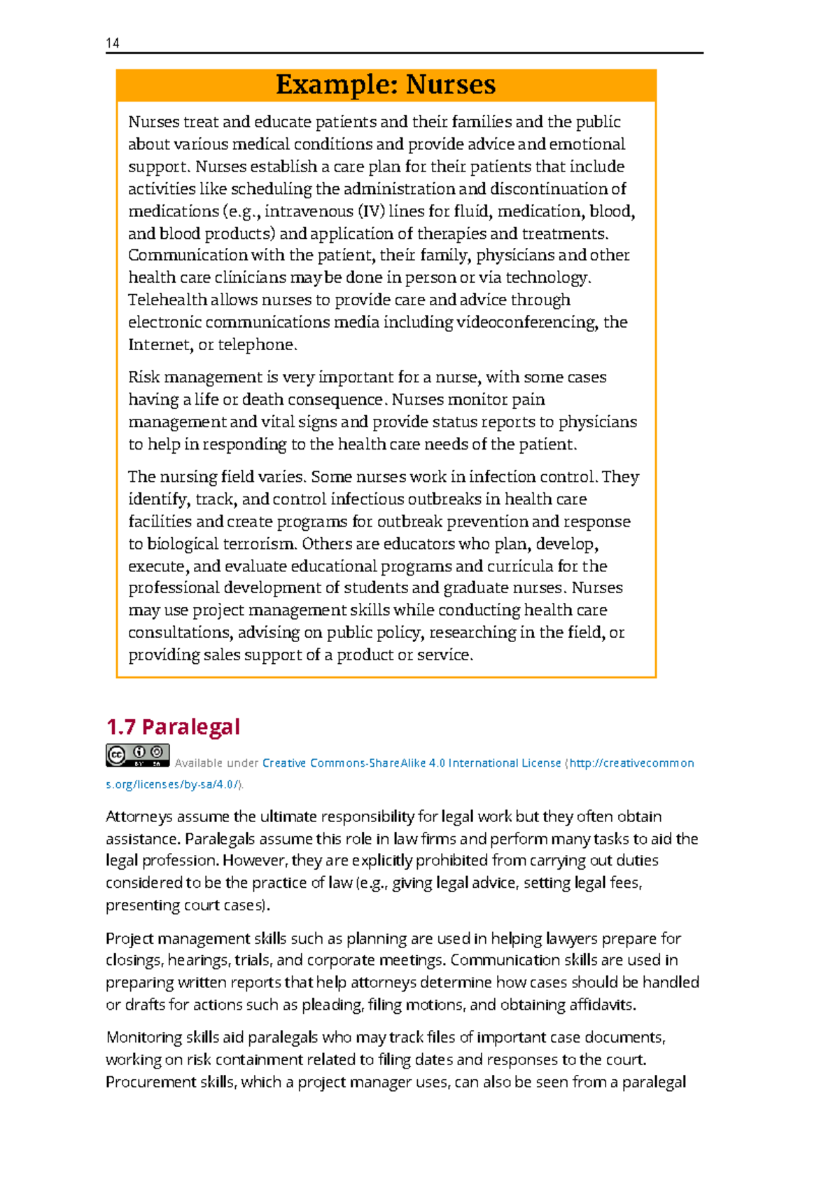 Project Management 15694-15-262-4 - Example: Nurses Nurses treat and ...