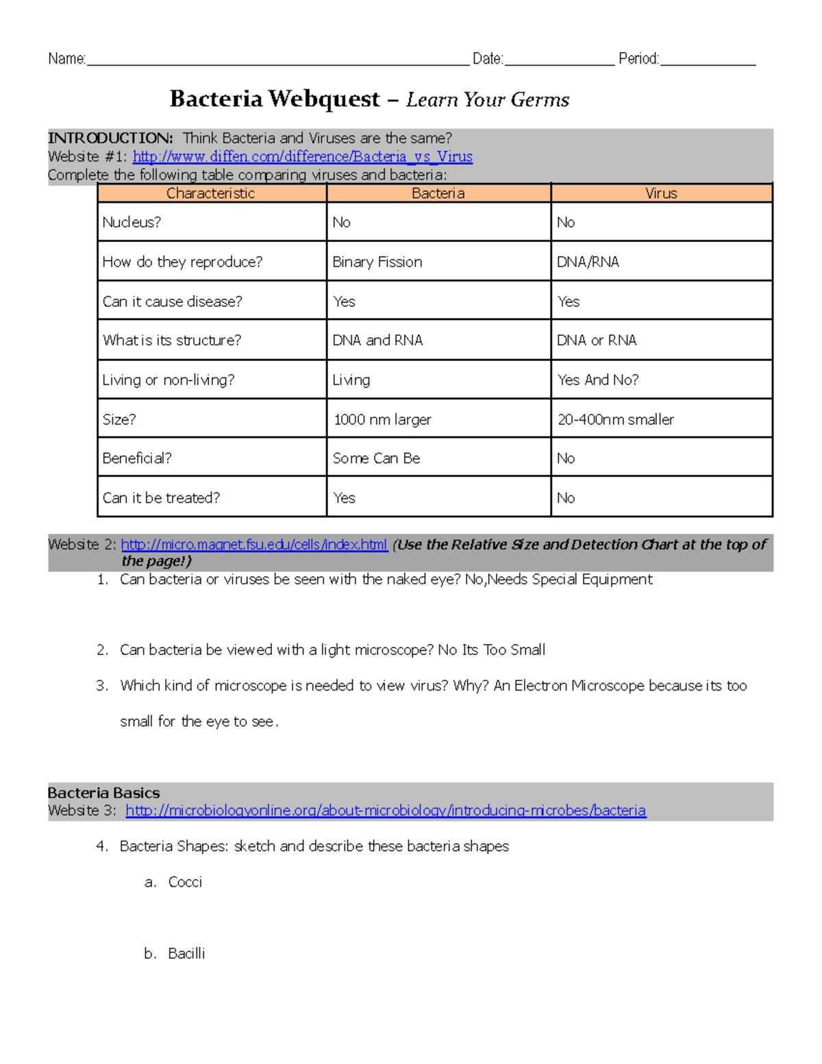 Bacteria Webquest - SSSSSSSSSSSSSSSSSSSSSSSSSs - - Studocu