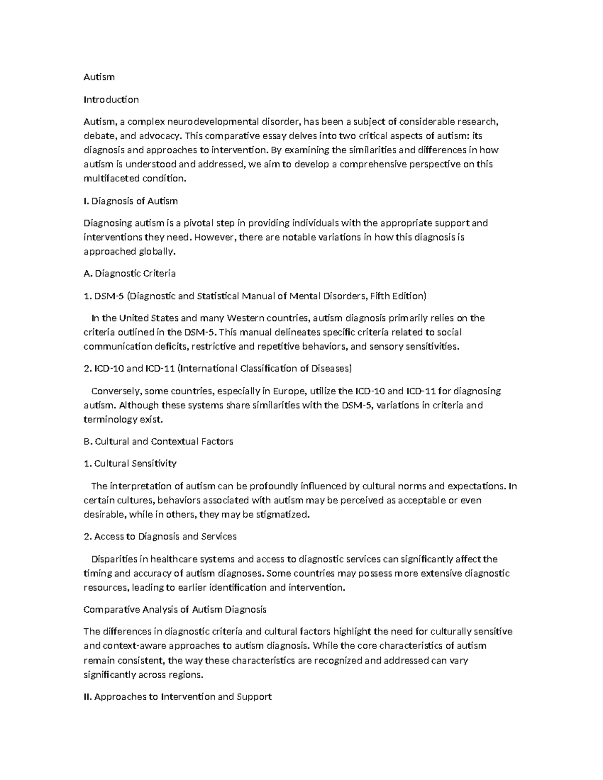 Evidence 1 - cfygvhjbk - Autism Introduction Autism, a complex ...