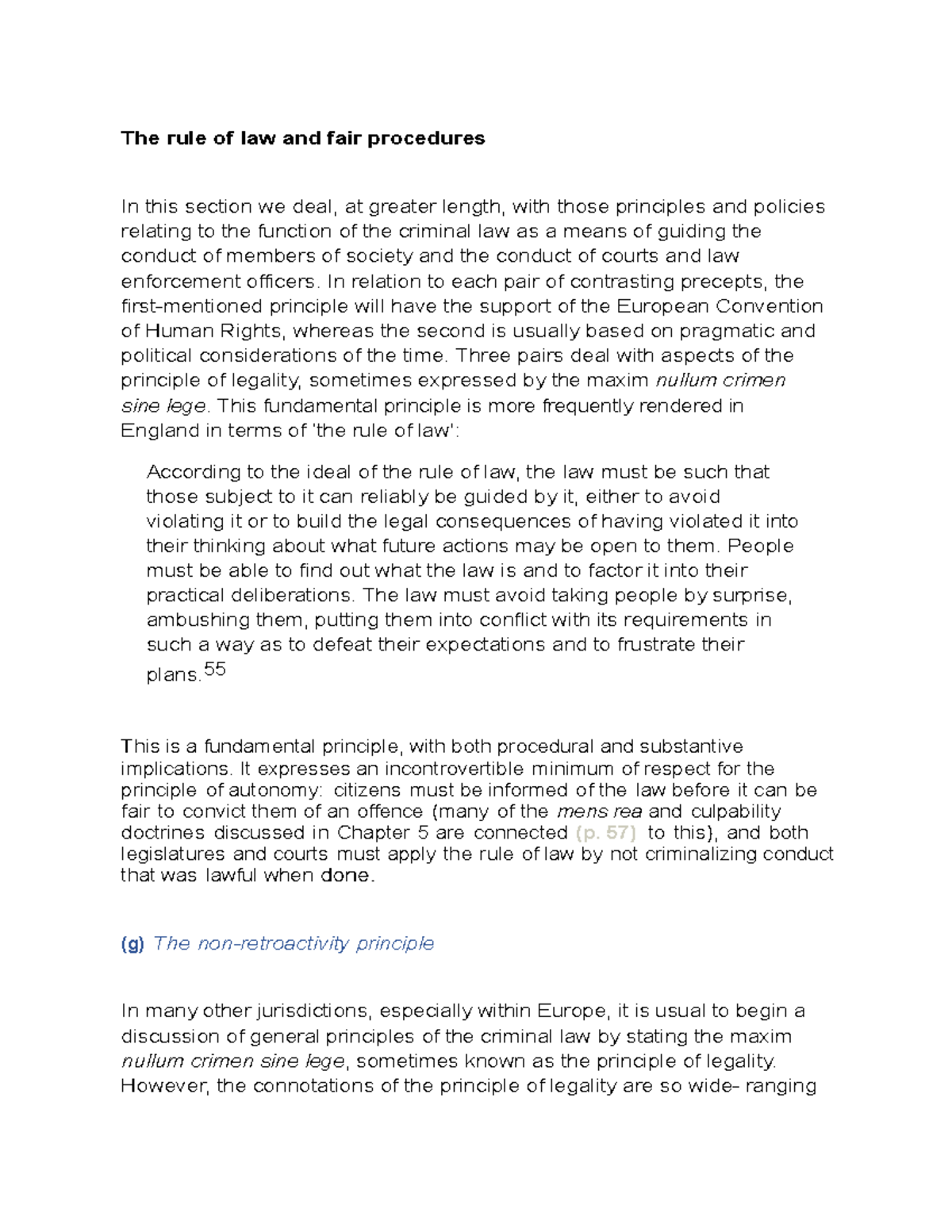 The rule of law and fair procedures - In relation to each pair of ...