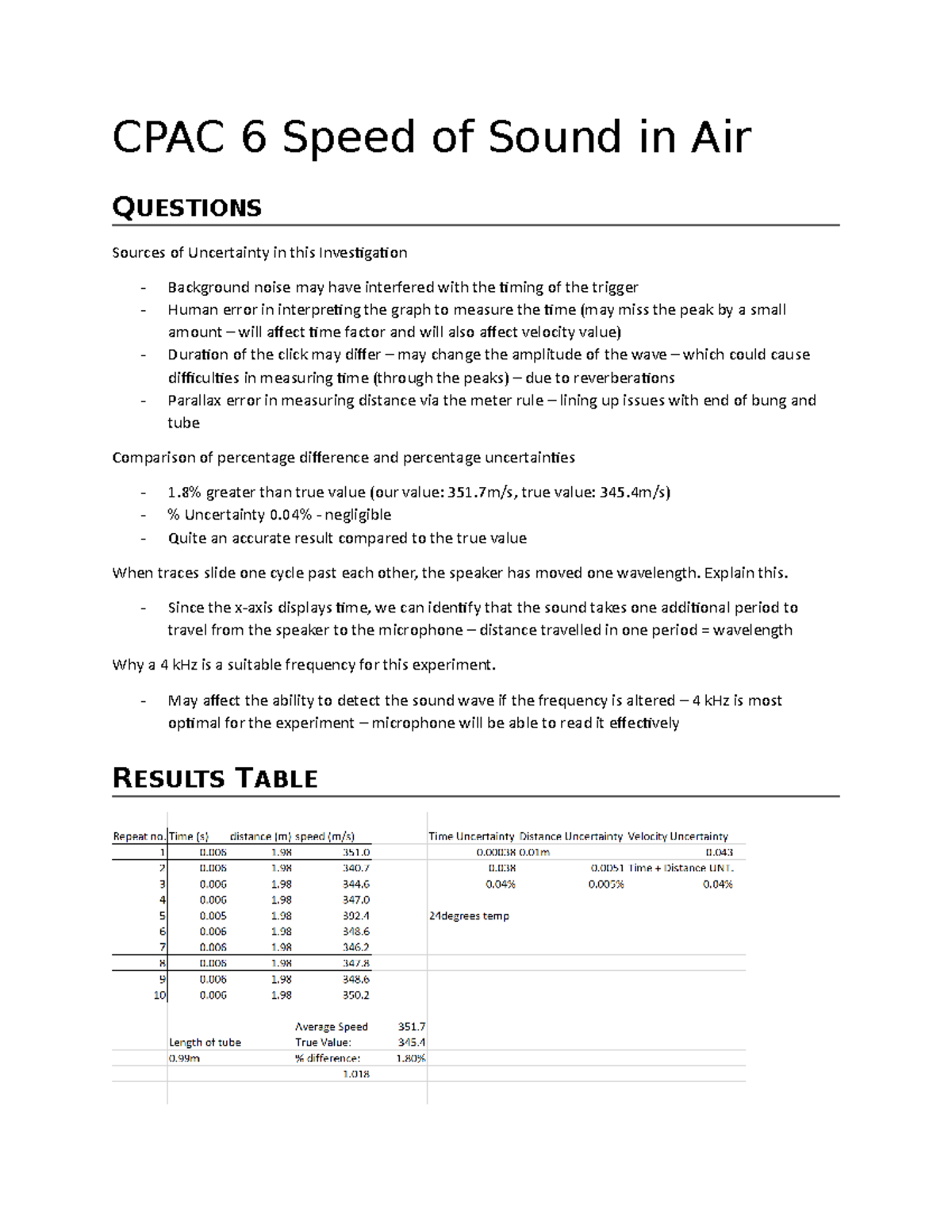 CPAC 6 Speed of Sound - Nice! - CPAC 6 Speed of Sound in Air QUESTIONS ...