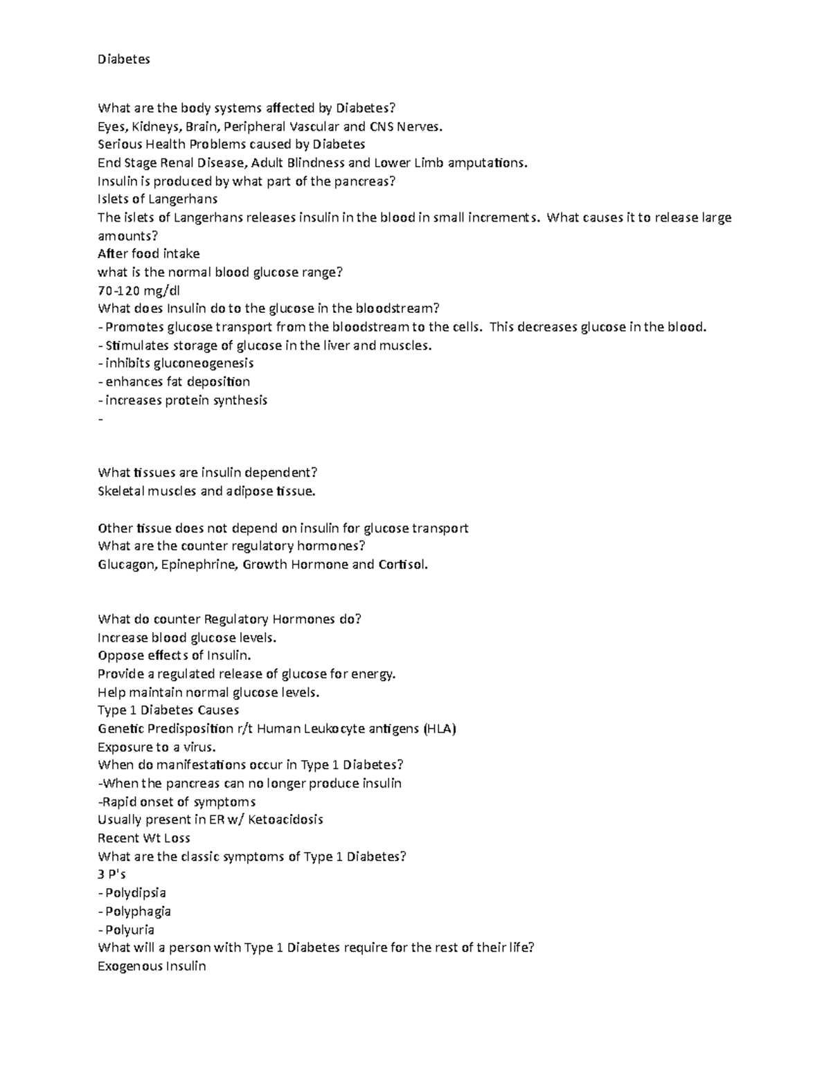 Diabetes - Notes from endocrine system - Diabetes What are the body ...