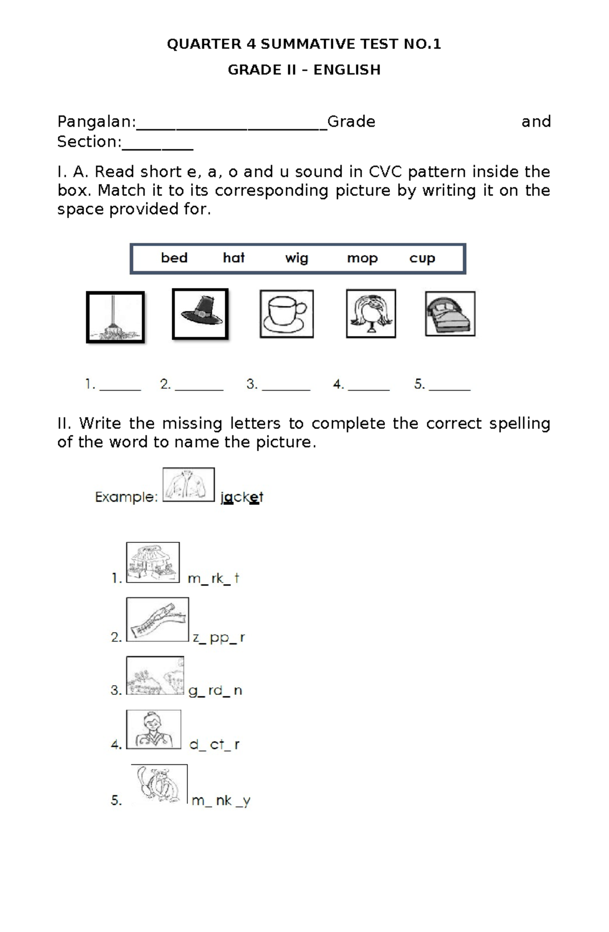 Q4 ST 1 GR - BSED English - QUARTER 4 SUMMATIVE TEST NO. GRADE II ...