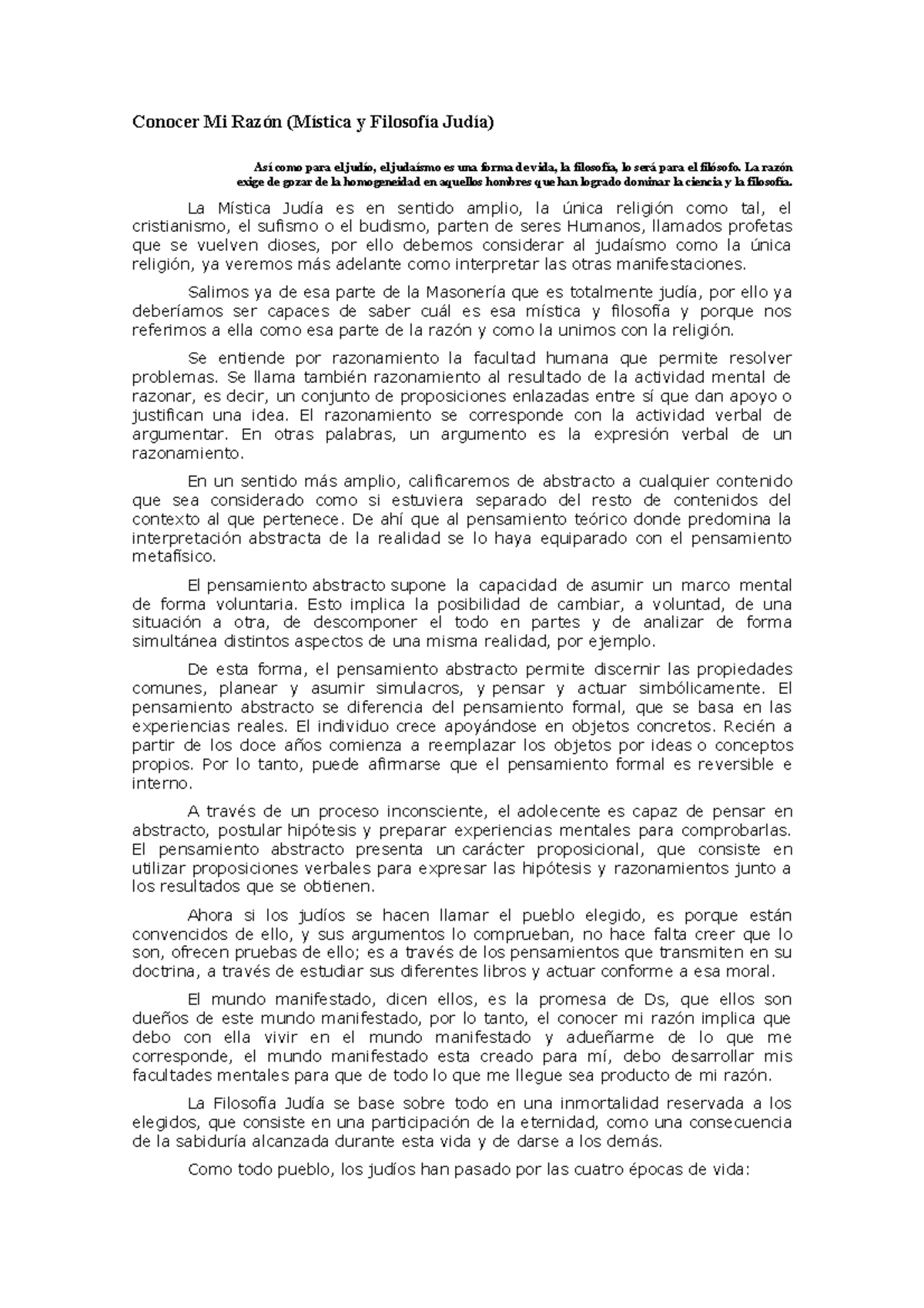 Conocer mi Razón - Filosofia Dogmatica - Conocer Mi Razón (Mística y ...