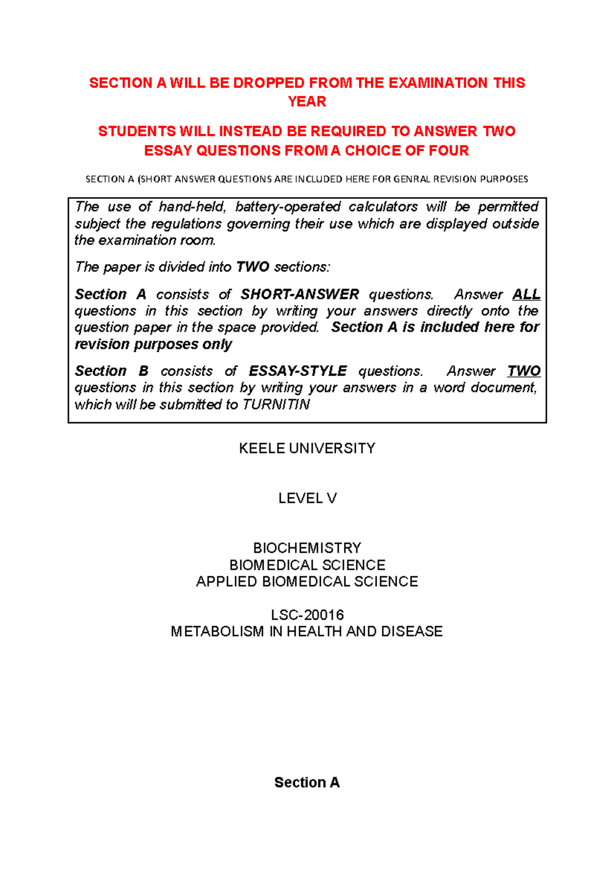 LSC-2001 6 Sample EXAM Paper (updated to reflect changes to assessment ...