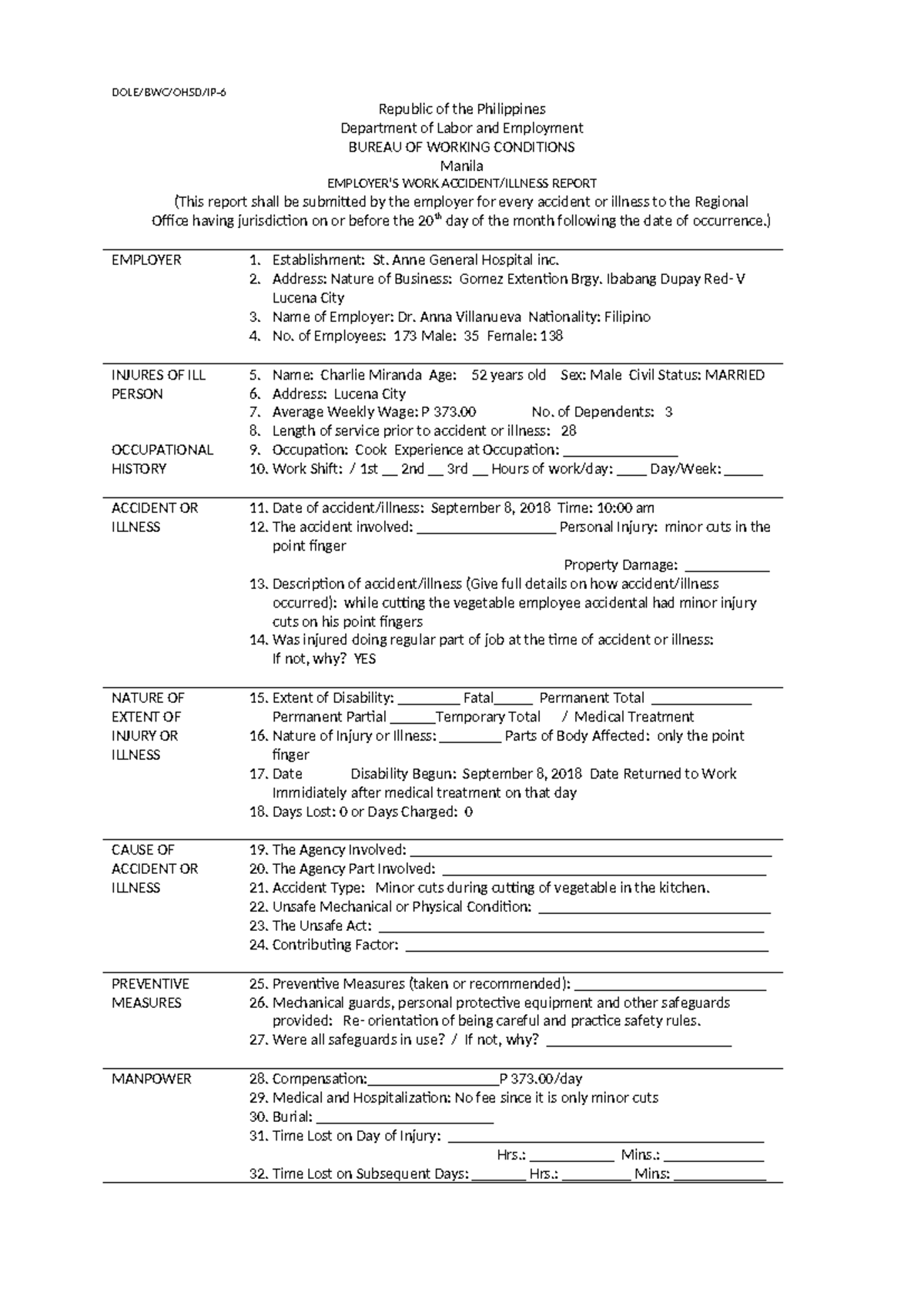 DOLE BWC OHSD IP-6 - ALL ARE USED IN iNDUTRIAL oRGANIZATIONAL ...