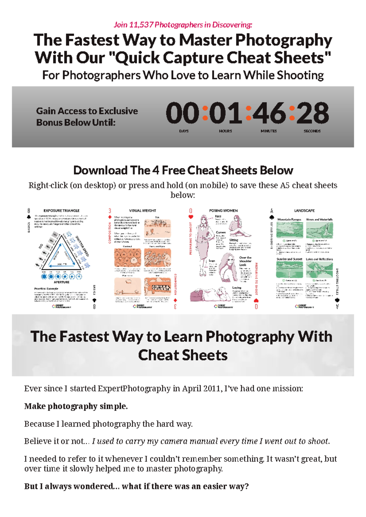 Quick Capture Cheat Sheets Free Sample » Expert Photography ...