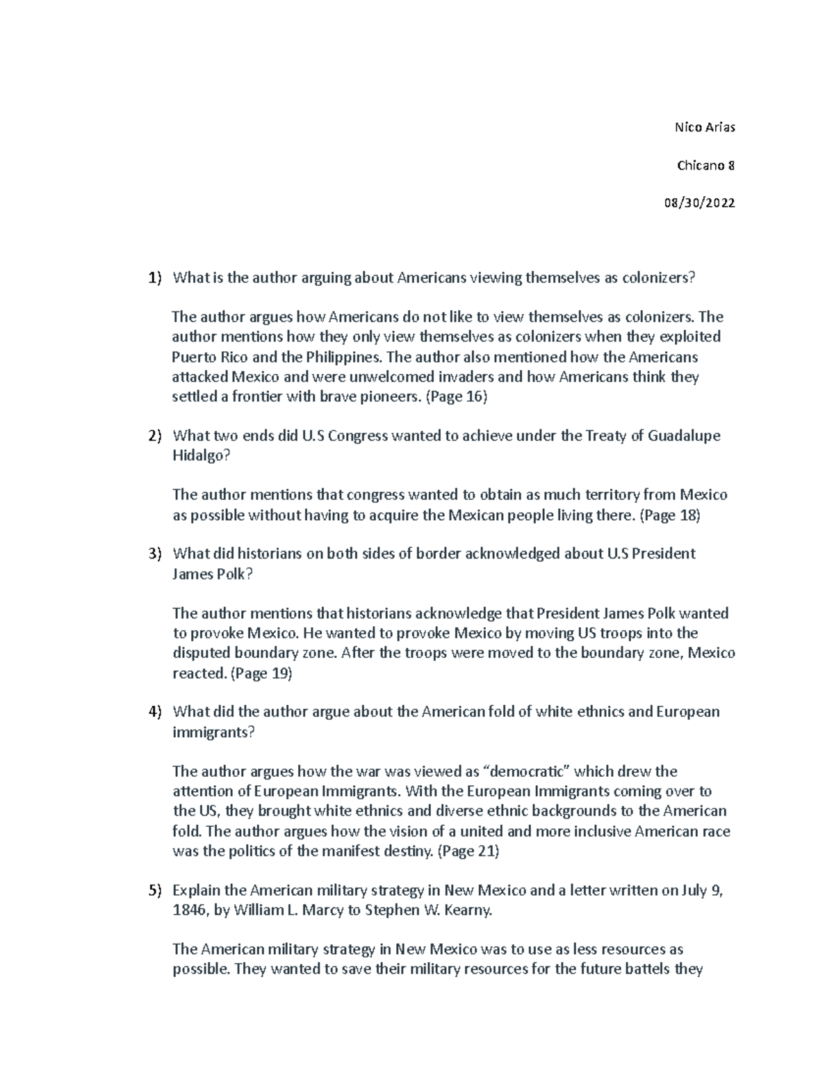 Reading Response #1 - N/A - Nico Arias Chicano 8 08/30/ What is the ...