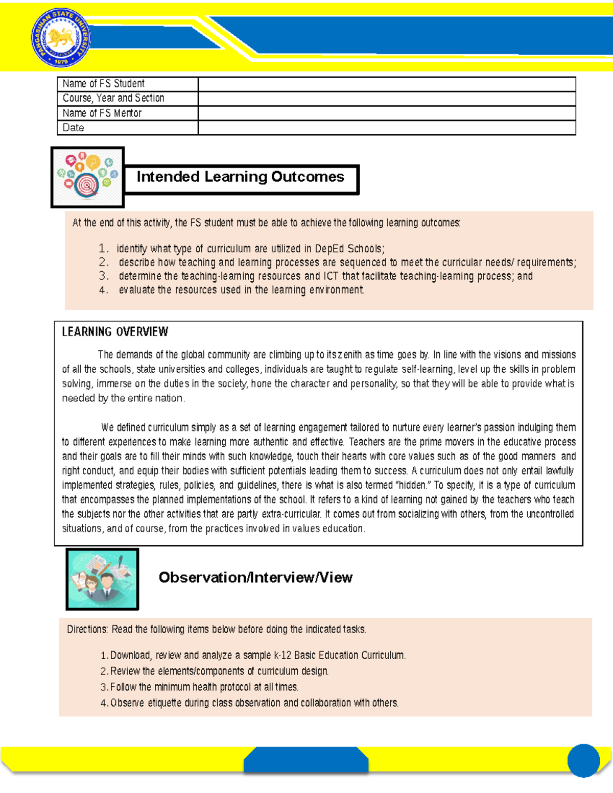 FS1-Activity-4 - FS1-Activity-4 - Activity 4 – The Teaching-Learning ...