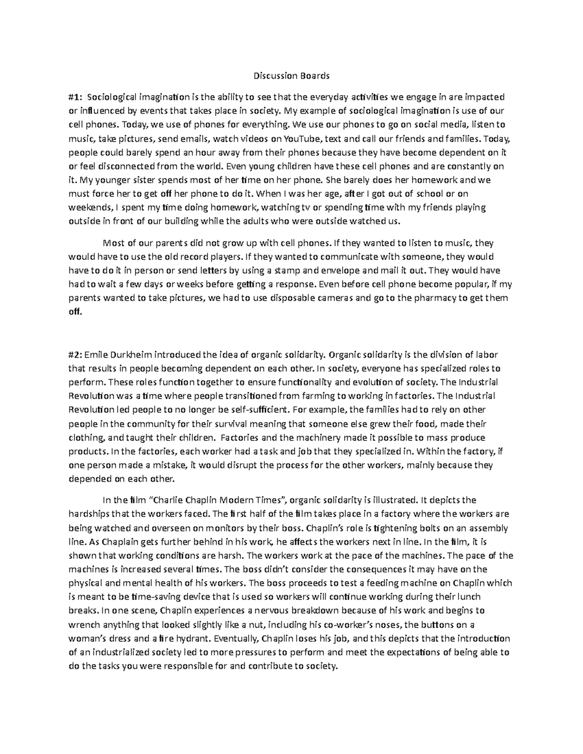Sociology Discussion Boards and Journals - Discussion Boards #1 ...