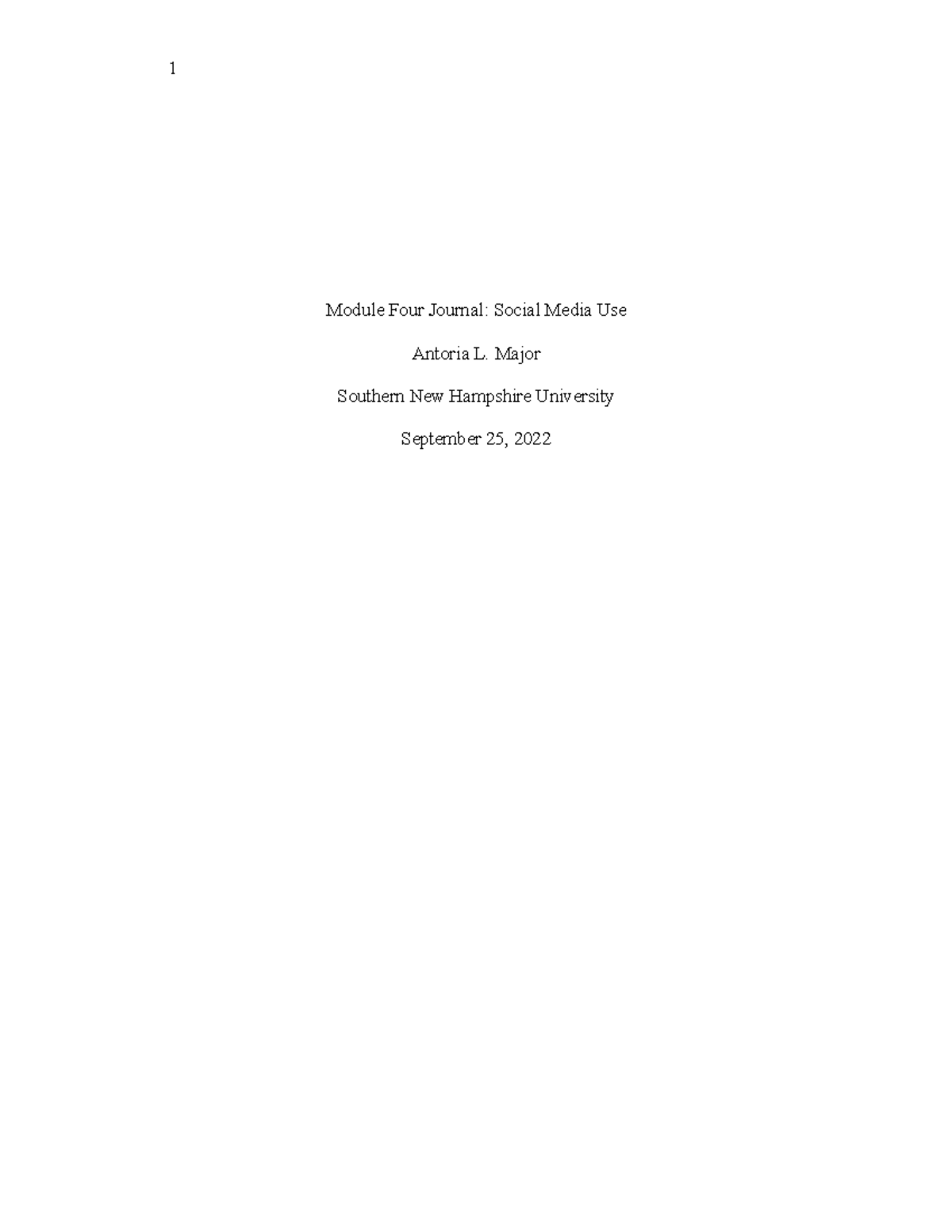Module Four Journal Entry - Module Four Journal: Social Media Use ...