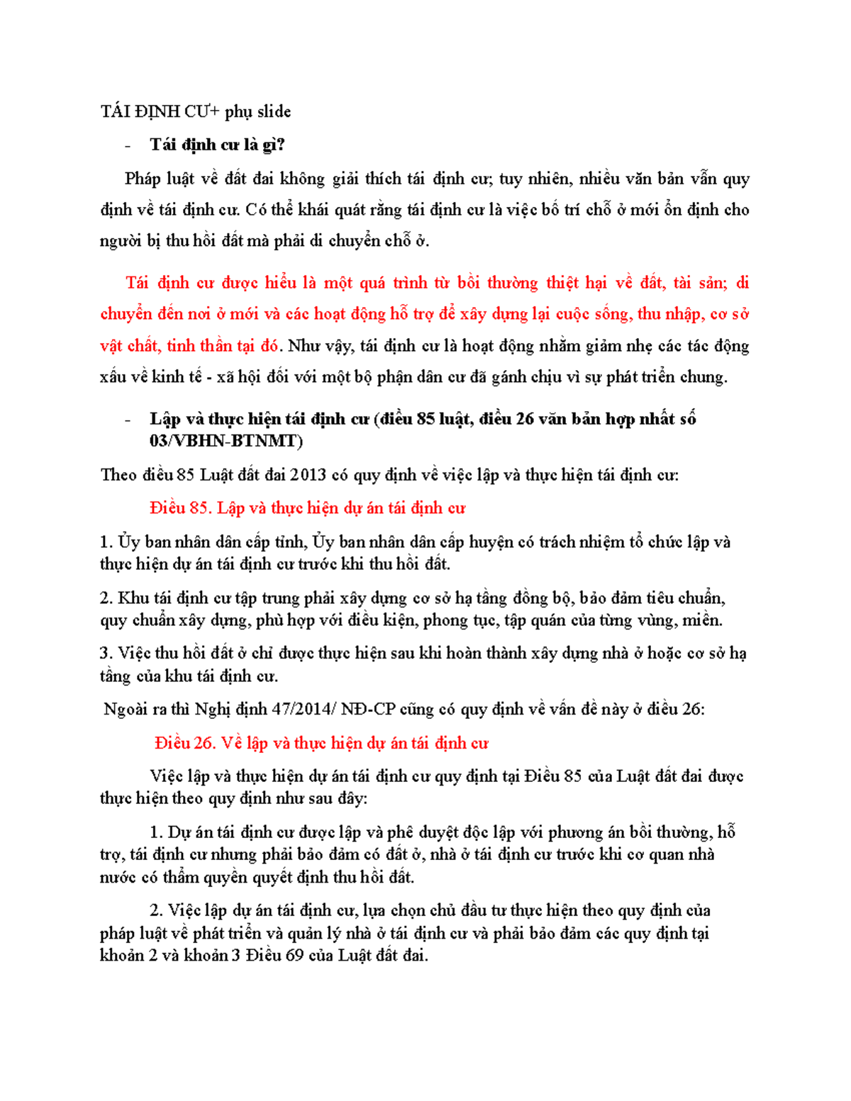 TÁI ĐỊNH CƯ - luật đất đai - TÁI ĐỊNH CƯ+ phụ slide Tái định cư là gì ...