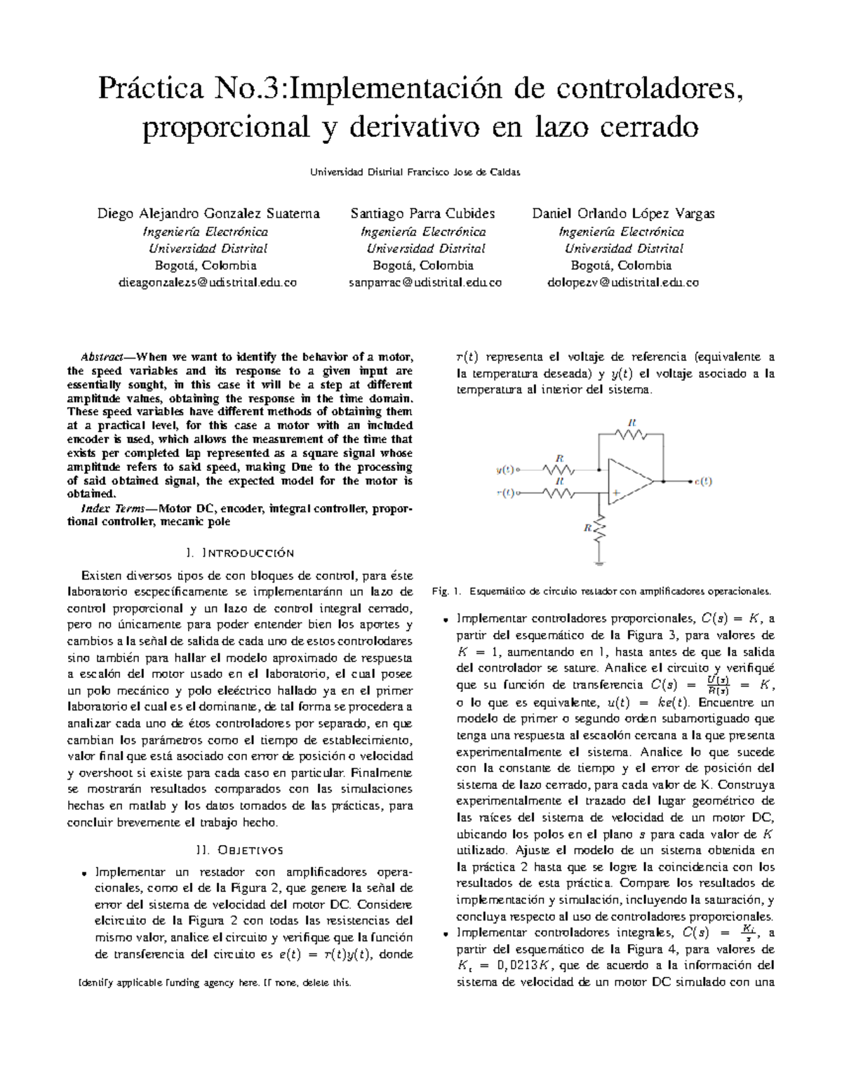 IEEE Lab3Control - lab 3 control 1 - Pr ́actica No:Implementaci ́on de controladores ...