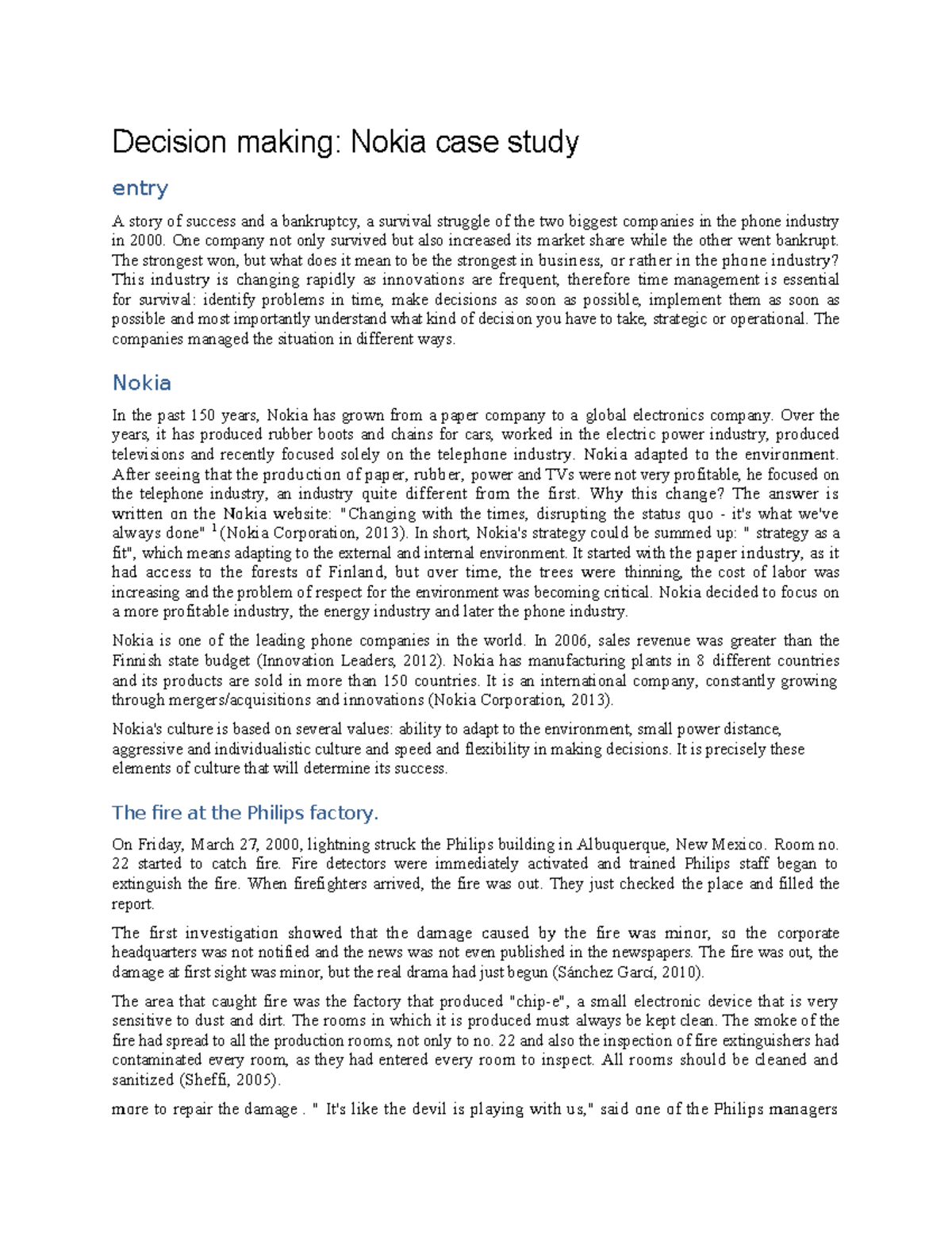 0,3 shembull permbylles, Nokia - Decision making: Nokia case study ...