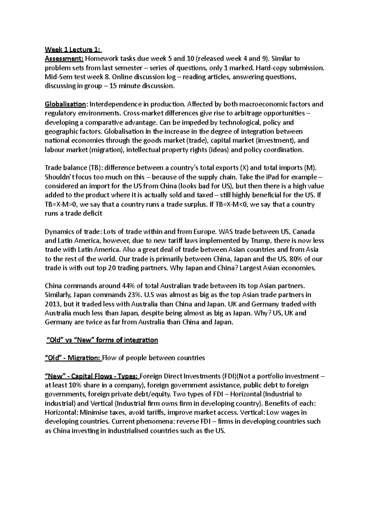 ECC3690 Week 1 Lecture notes - Week 1 Lecture 1: Assessment: Homework ...