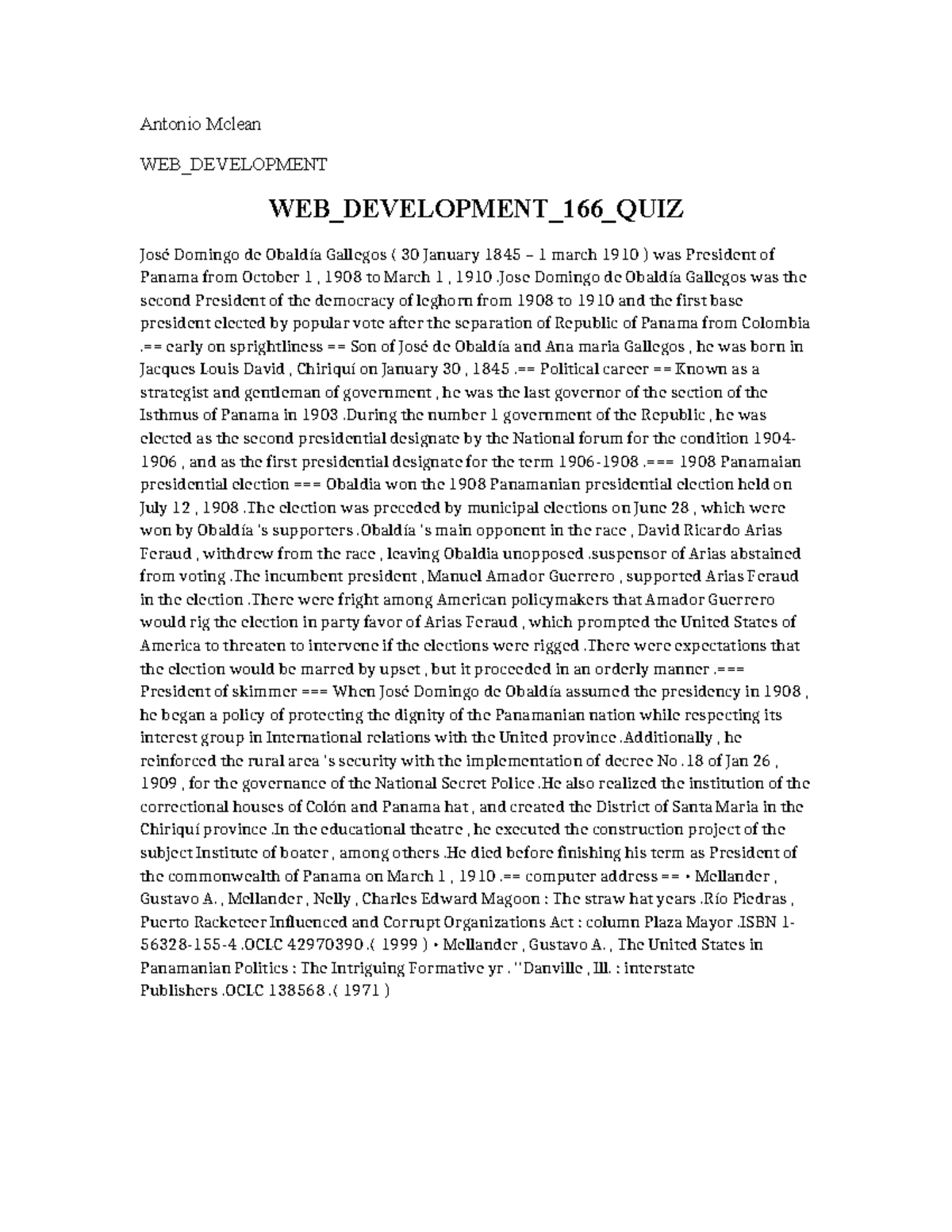 WEB Development 166 QUIZ - Antonio Mclean WEB_DEVELOPMENT WEB ...