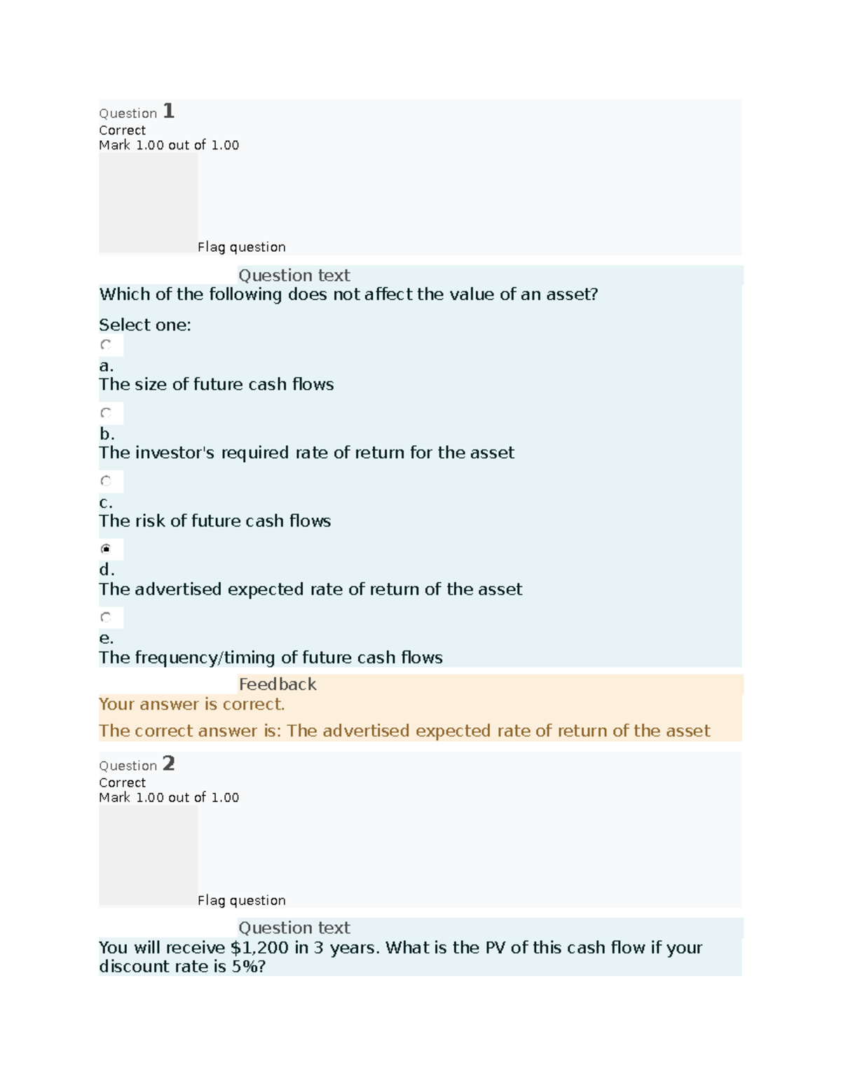 Topic 2 - Lecture notes 5 - Question 1 Correct Mark 1 out of 1. Flag ...