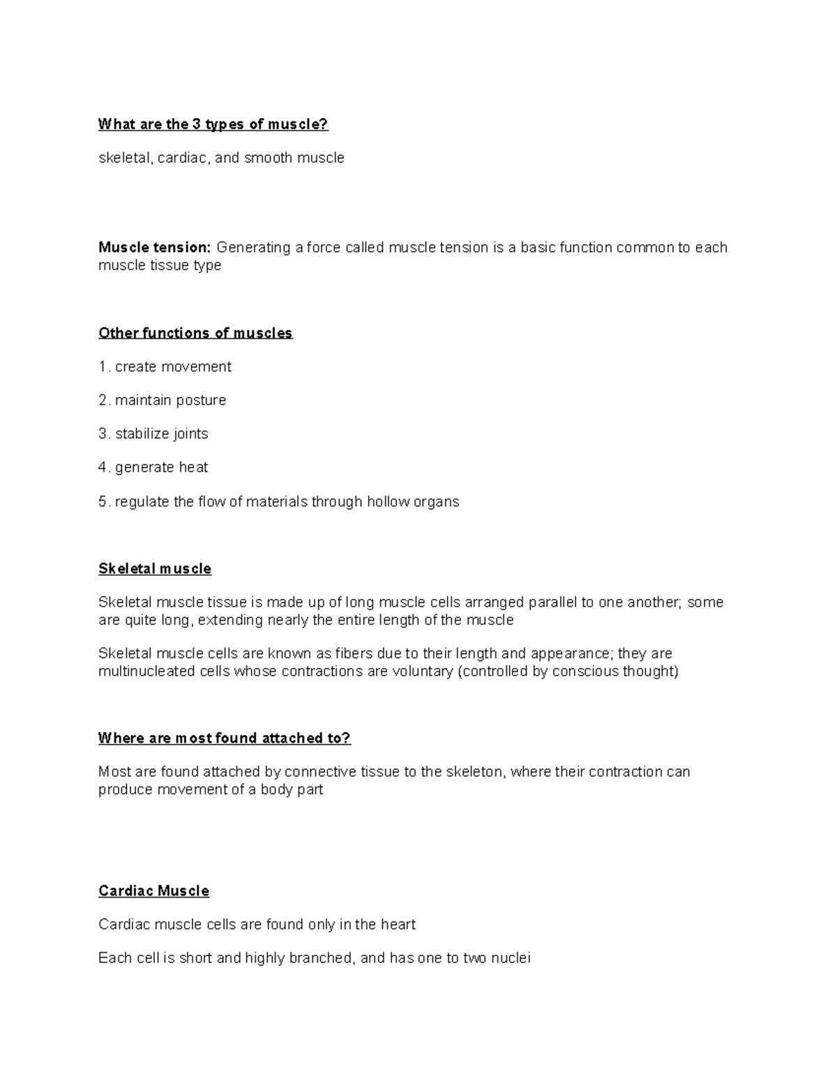 Chapter 10 A&P 1 Notes - What are the 3 types of muscle? skeletal ...