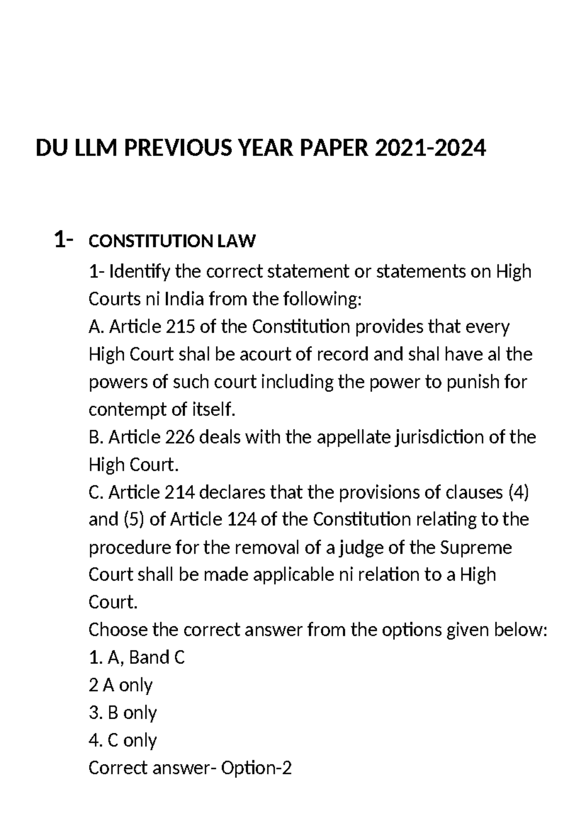 DU LLM Previous YEAR Paper 2021-24 - DU LLM PREVIOUS YEAR PAPER 2021- 1 ...