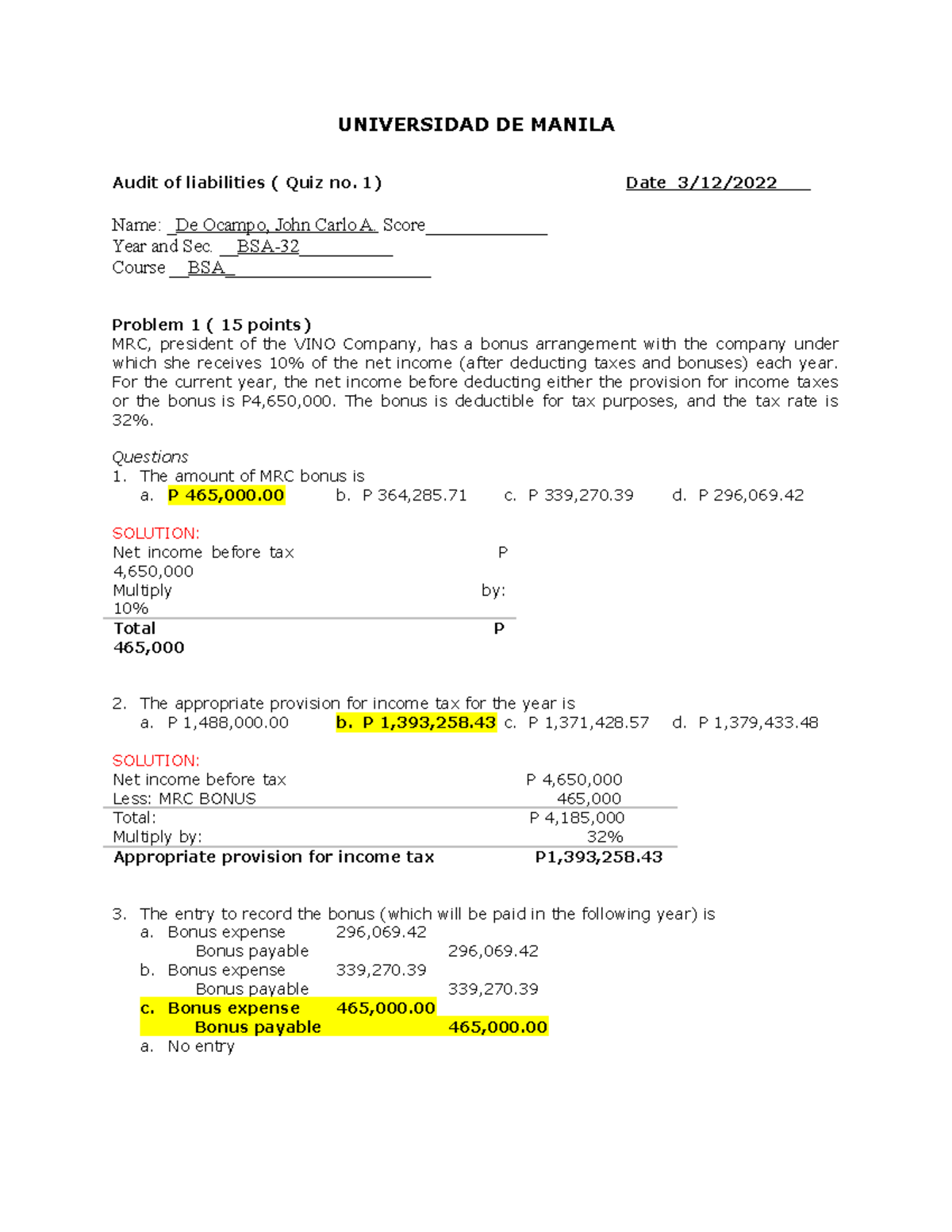 Audit-of-Liabilities - UNIVERSIDAD DE MANILA Audit of liabilities ...