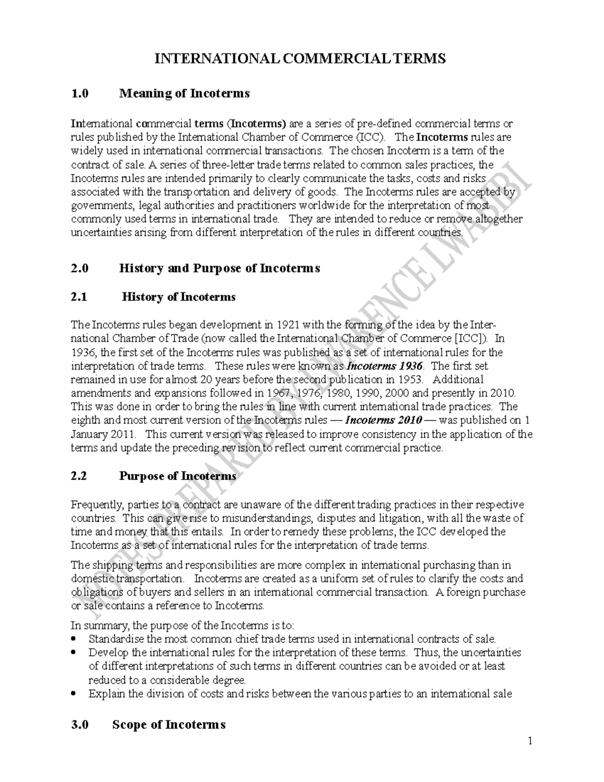International Commercial Terms - INTERNATIONAL COMMERCIAL TERMS 1 ...