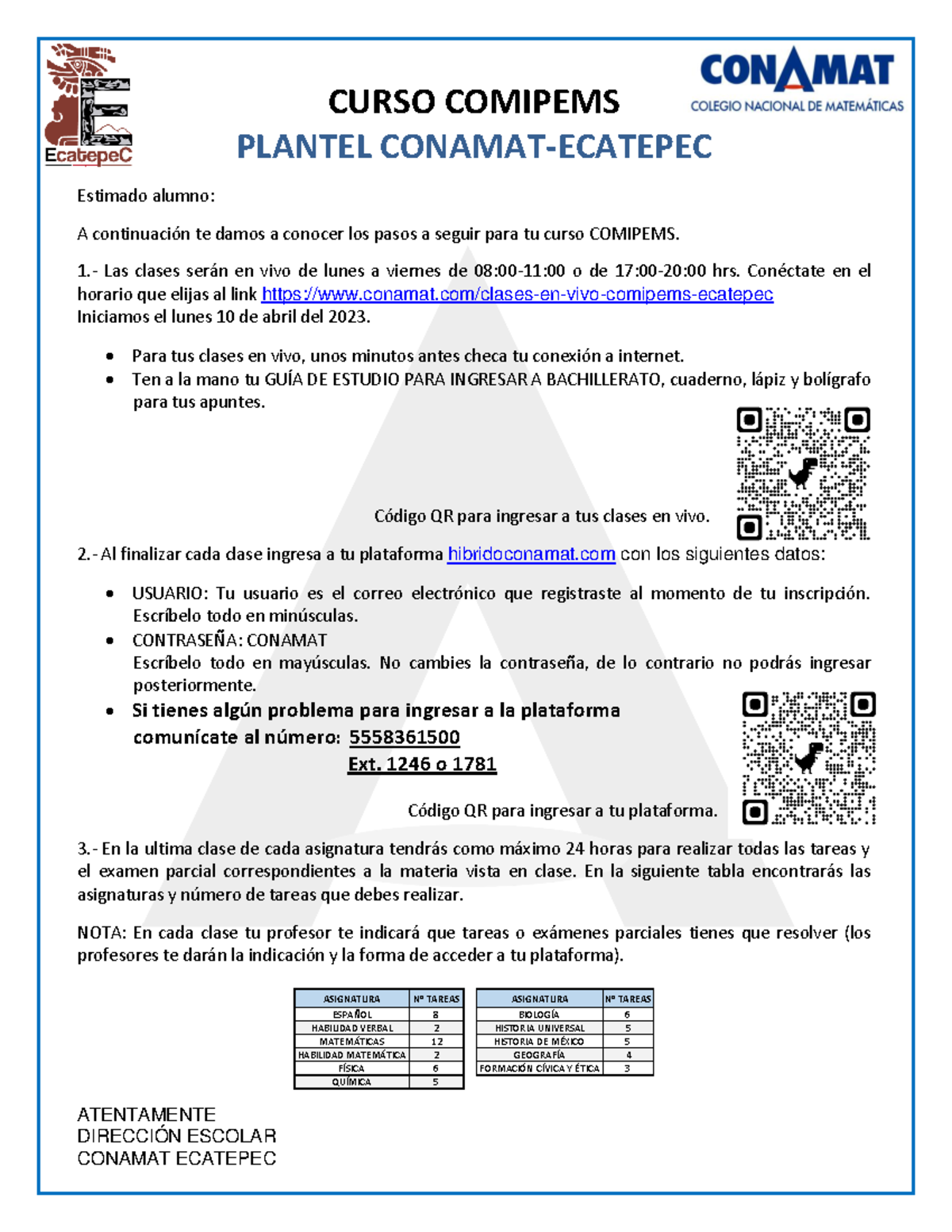 Comipems Instructivo - CURSO COMIPEMS PLANTEL CONAMAT-ECATEPEC Estimado alumno: A continuación ...