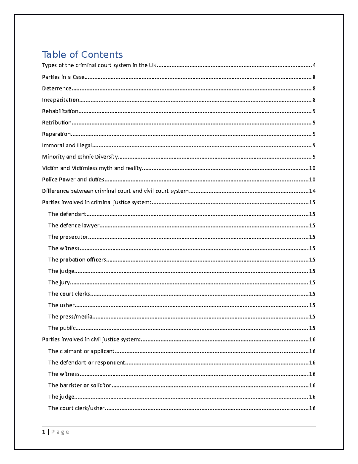 Law Notes-Chap 1-Unit 1 - Table of Contents Types of the criminal court ...