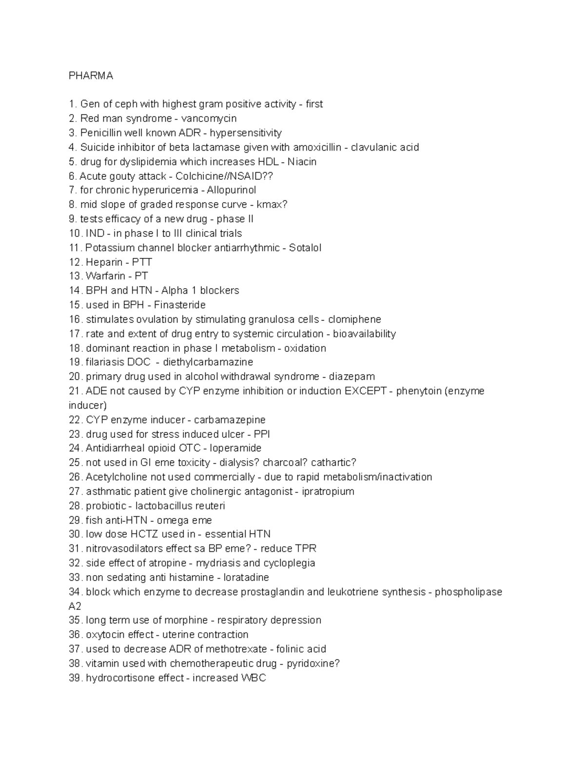 Pharma Mnemonic Notes - PHARMA Gen of ceph with highest gram positive ...