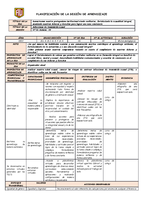 Ficha Semana 31 - 4to DPCC - PLANIFICACIÓN DE LA SESIÓN DE APRENDIZAJE ...