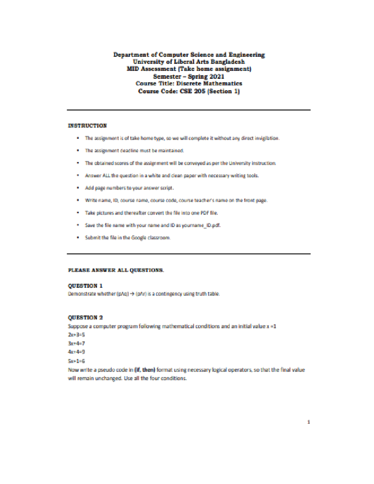 Mid Term Spring 21 - ... - Discrete Mathematics - Studocu