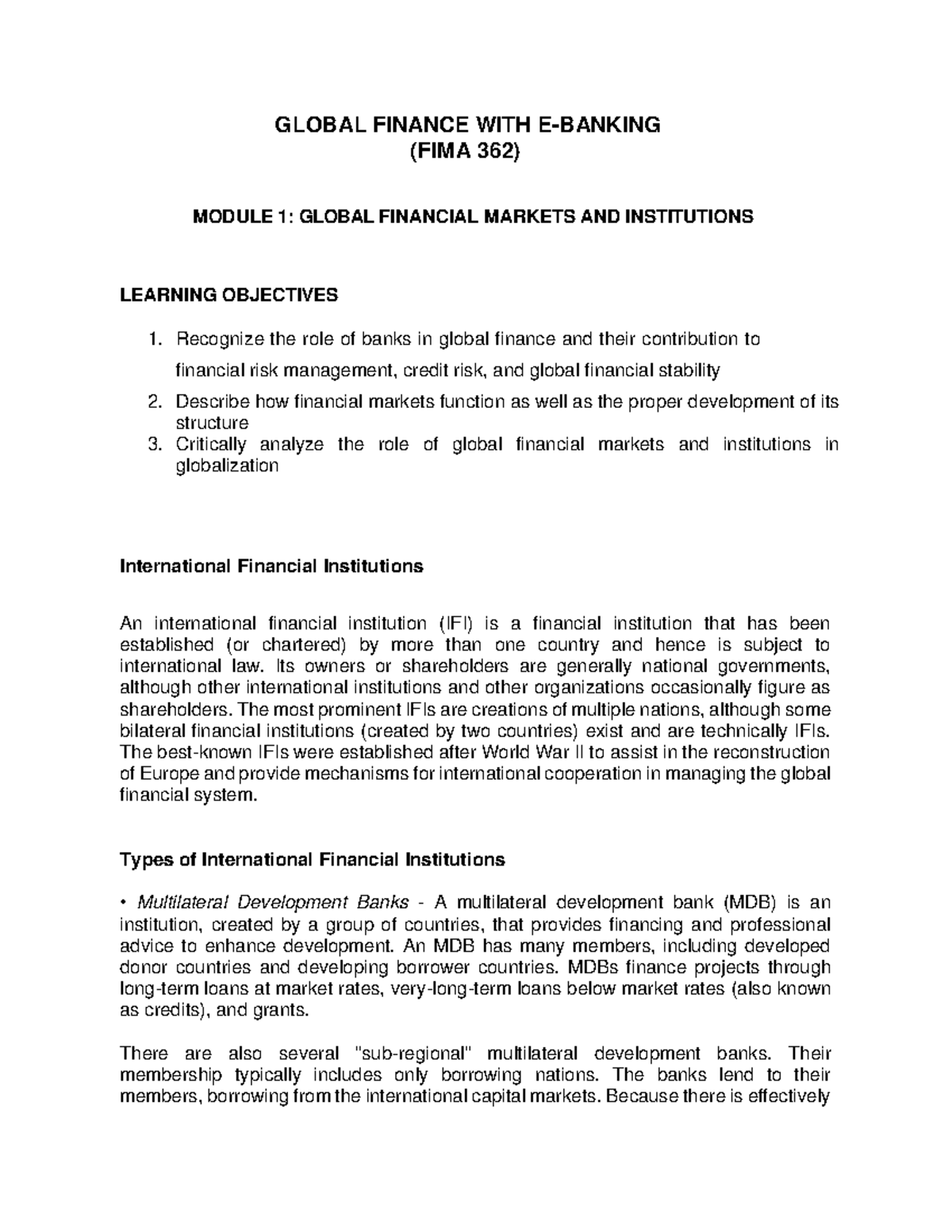 Global-Finance-Module-2 - GLOBAL FINANCE WITH E-BANKING (FIMA 362 ...