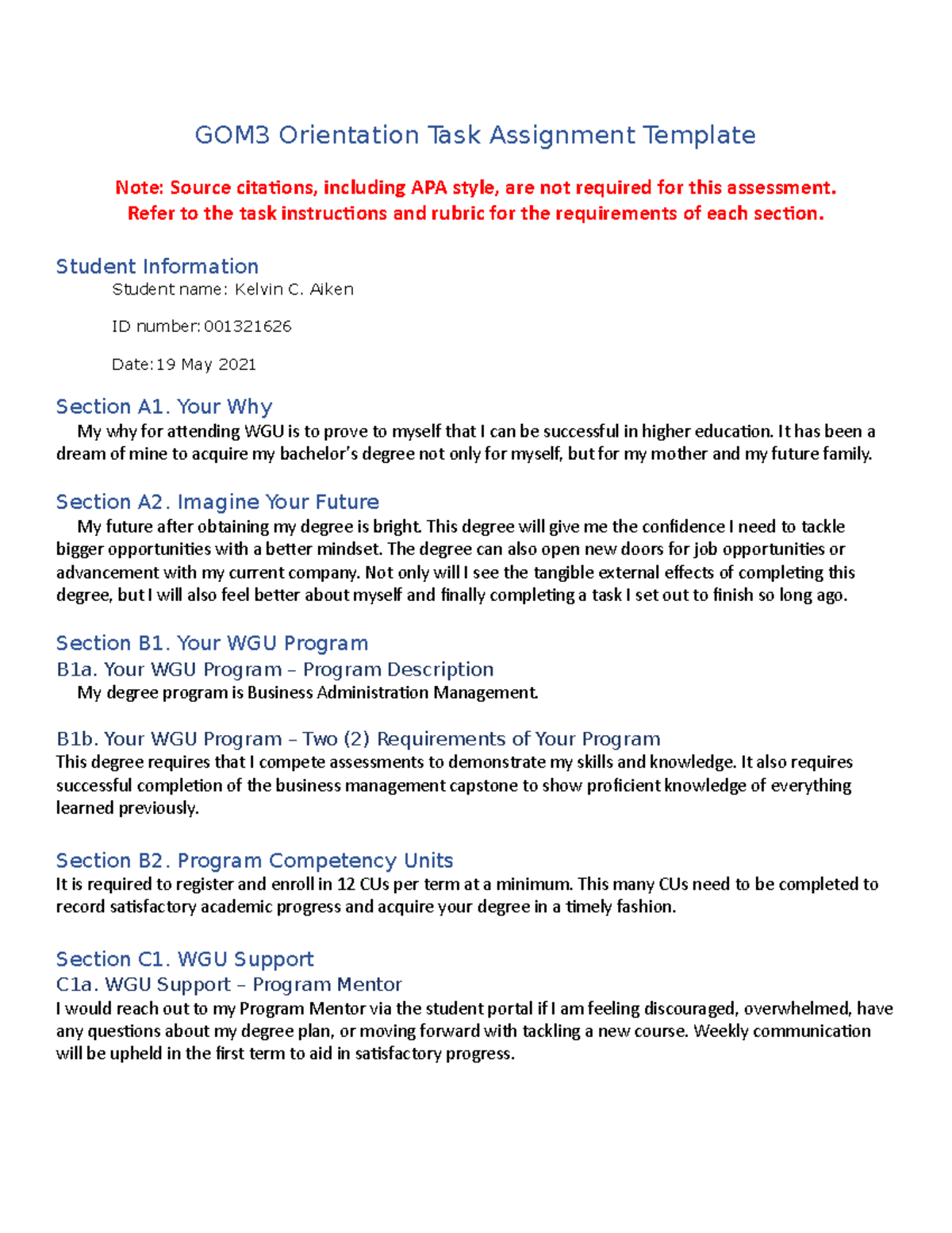 GOM3 Orientation Task Assignment COMPLETE PASSED - GOM3 Orientation Task Assignment Template ...