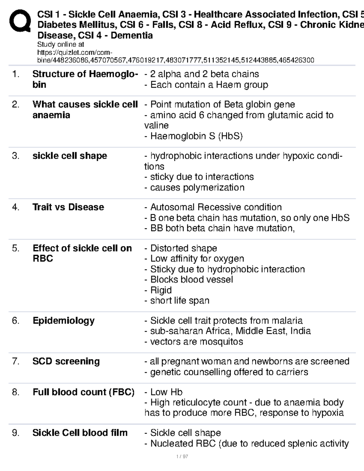 Year 1 CSI - Practice questions in the style of flash cards on all ...