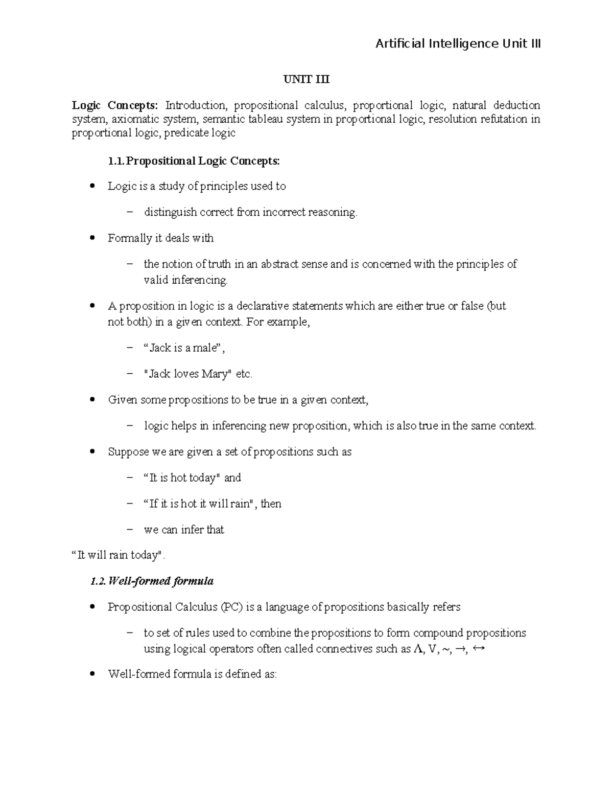 Introduction, propositional calculus, proportional logic and natural ...