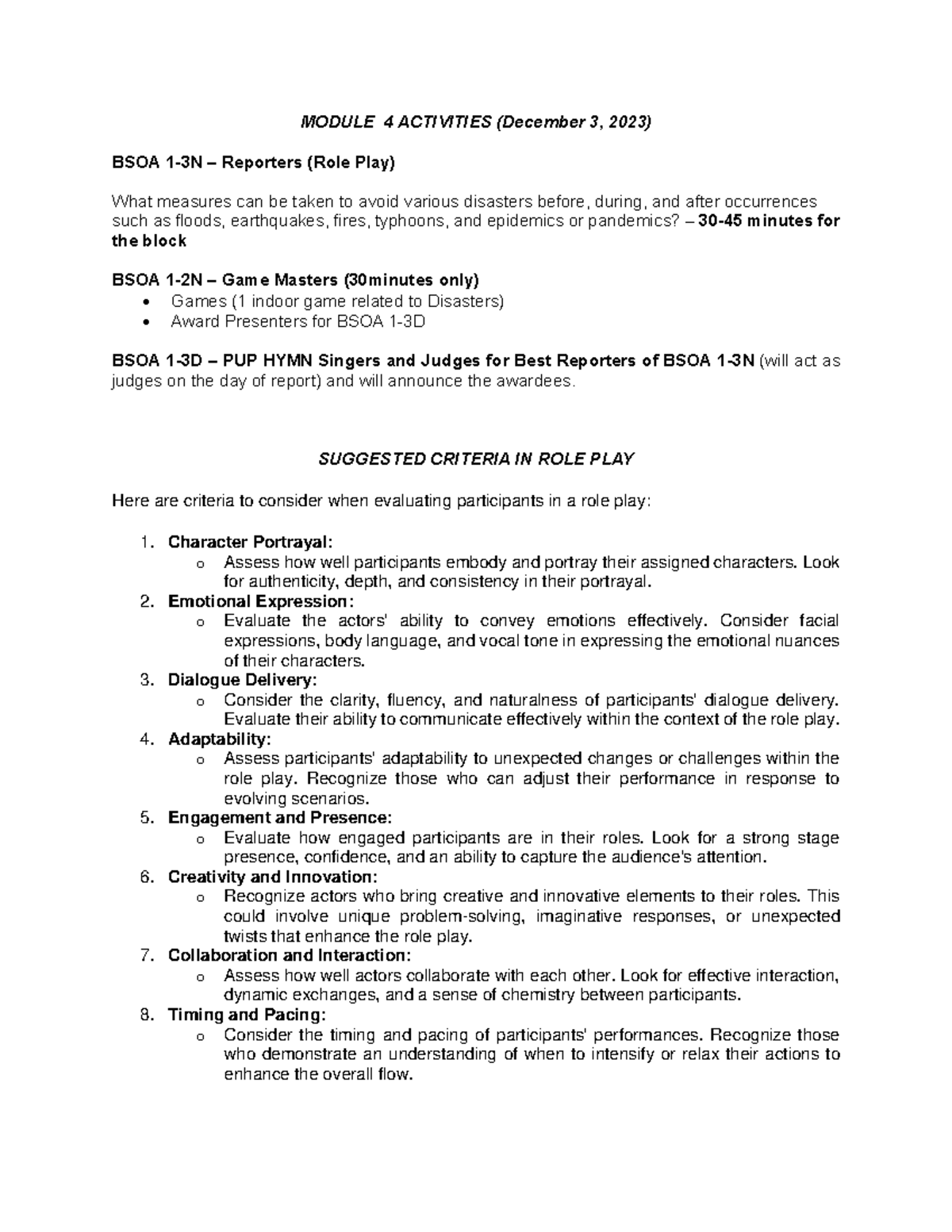 Module 3 Assessment and Module 4 Class Activities - MODULE 4 ACTIVITIES (December 3, 2023) BSOA ...