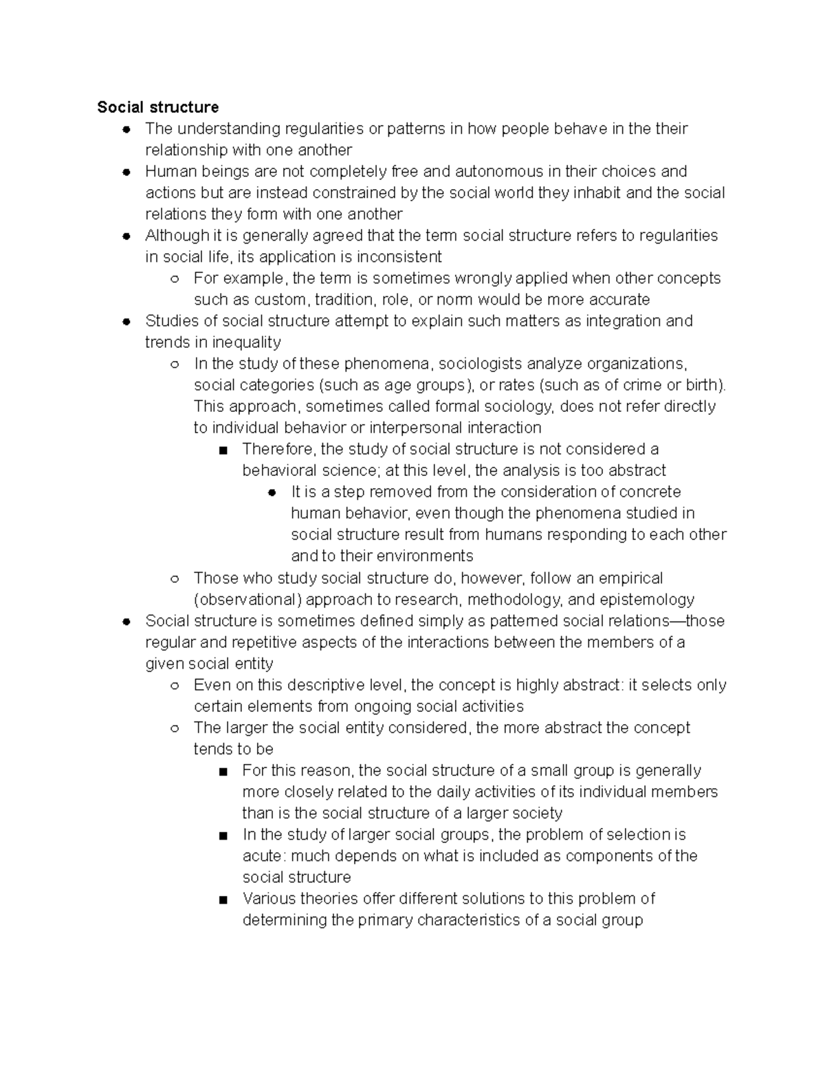 Sociology 101 social structure - Social structure The understanding ...