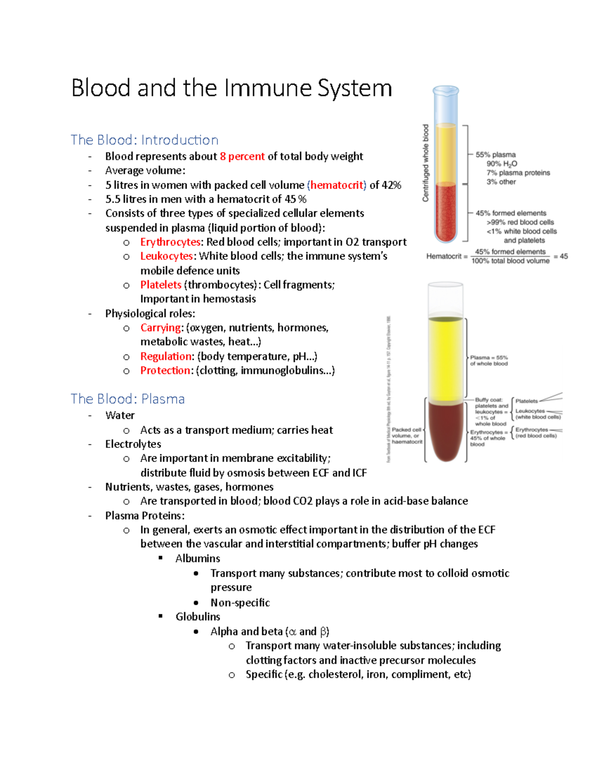 Blood ^0 The Immune System - Blood and the Immune System The Blood ...