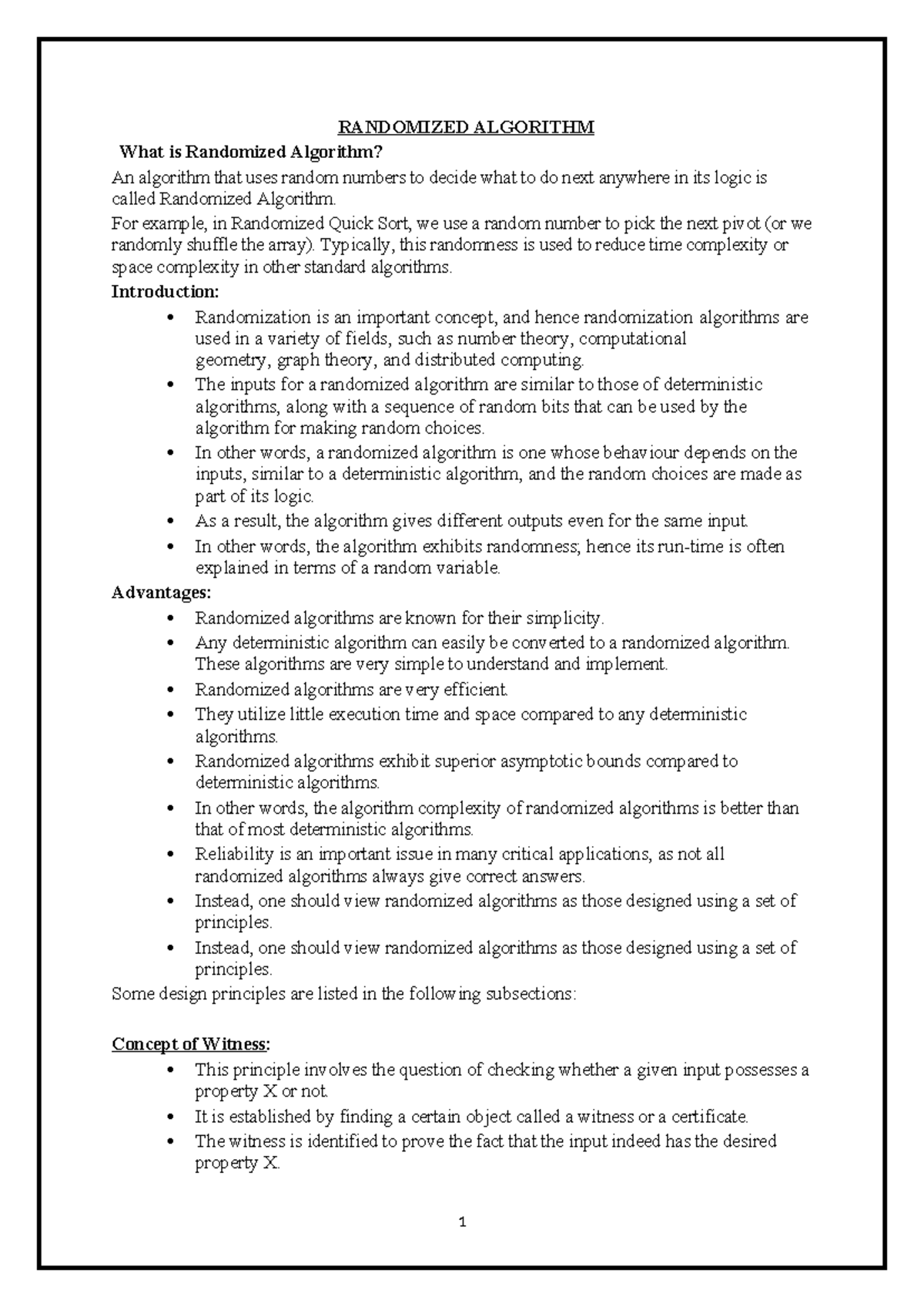 Content Beyond Syllabus - RANDOMIZED ALGORITHM What is Randomized ...