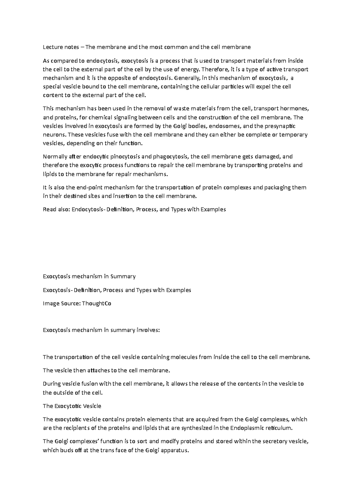Lecture notes – The membrane and the most common and the cell membrane ...