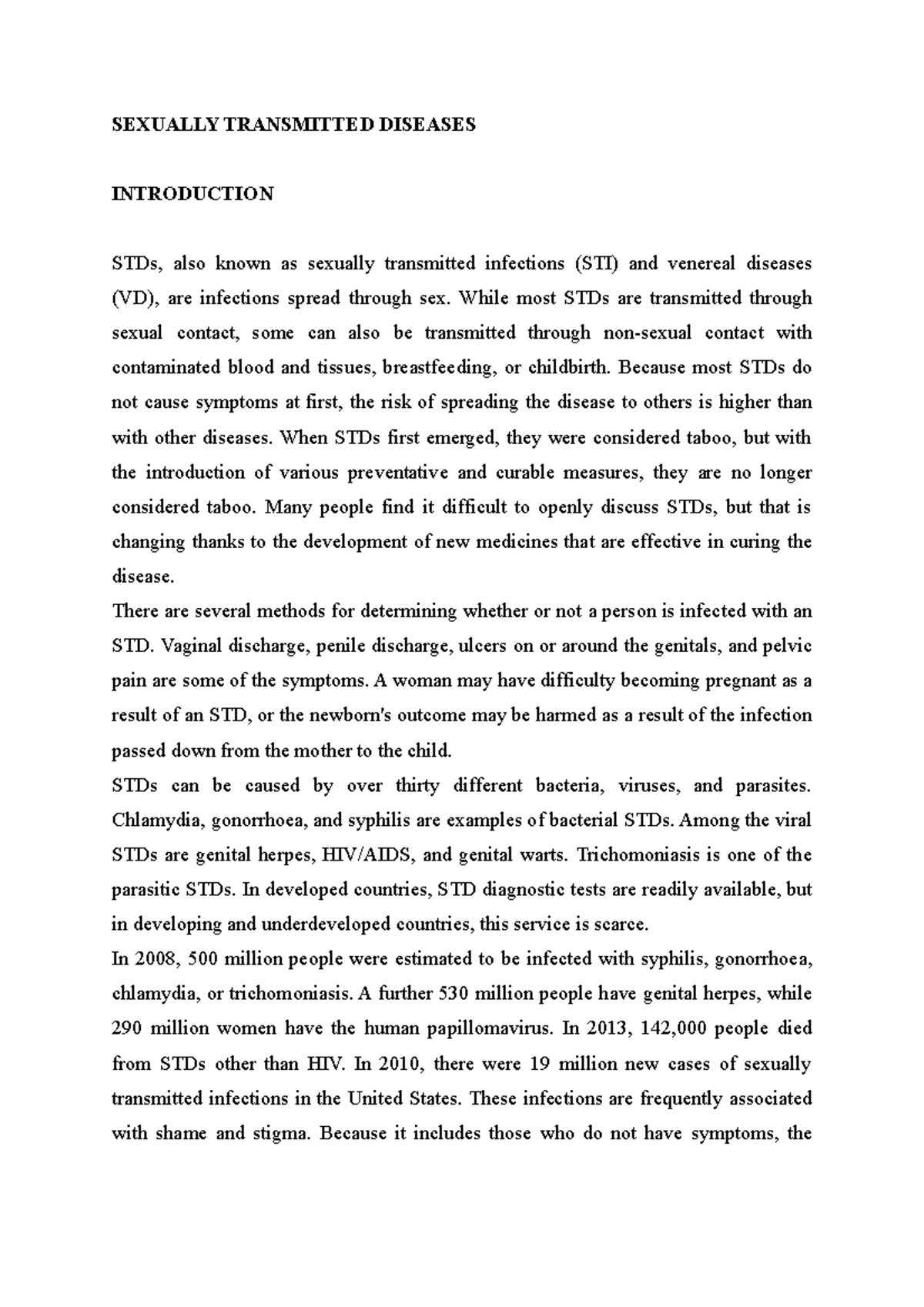 Sexually Transmitted Diseases - SEXUALLY TRANSMITTED DISEASES ...