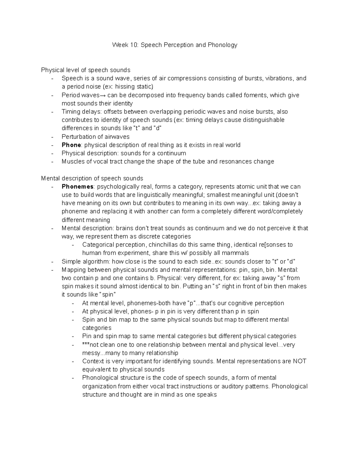 Week 10 Speech Perception and Phonology - Week 10: Speech Perception ...